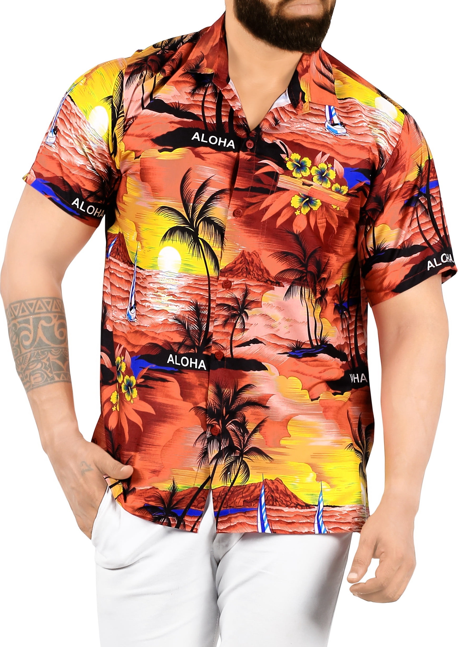 HAPPY BAY Men's Hawaiian Shirts Short Sleeve Button Down Shirt Men's ...