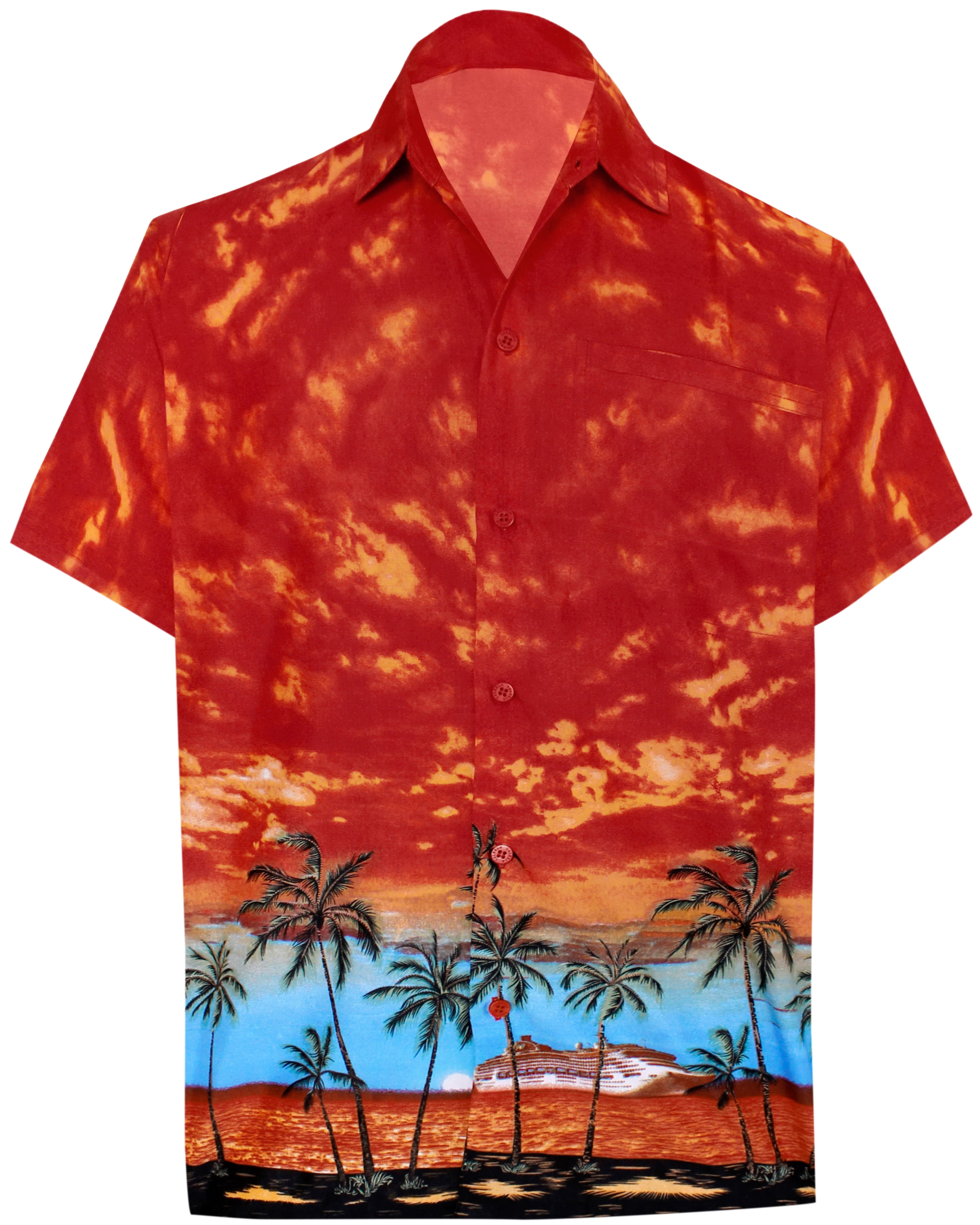 HAPPY BAY Men's Hawaiian Shirts Short Sleeve Button Down Shirt Men's ...