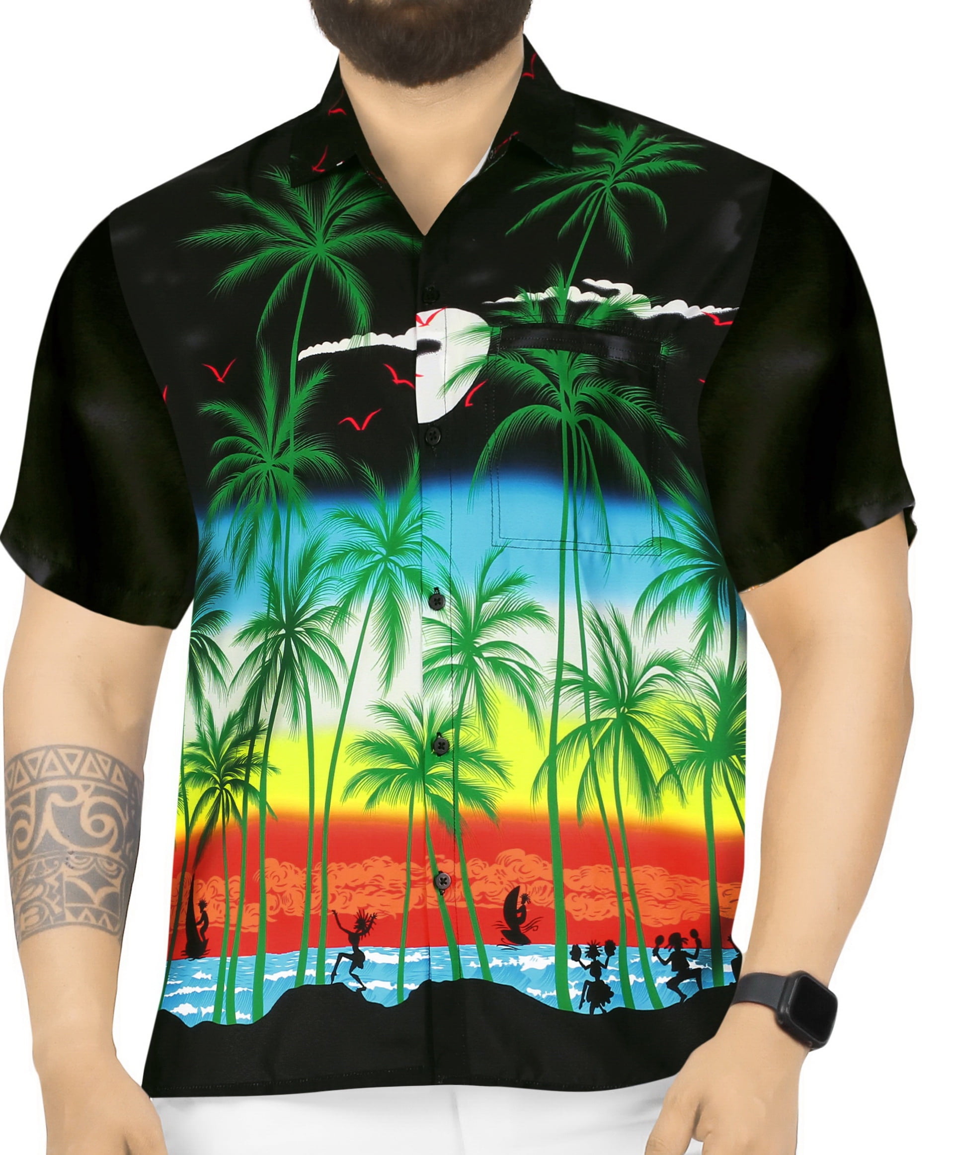 HAPPY BAY Men's Hawaiian Shirts Short Sleeve Button Down Shirt Men's ...