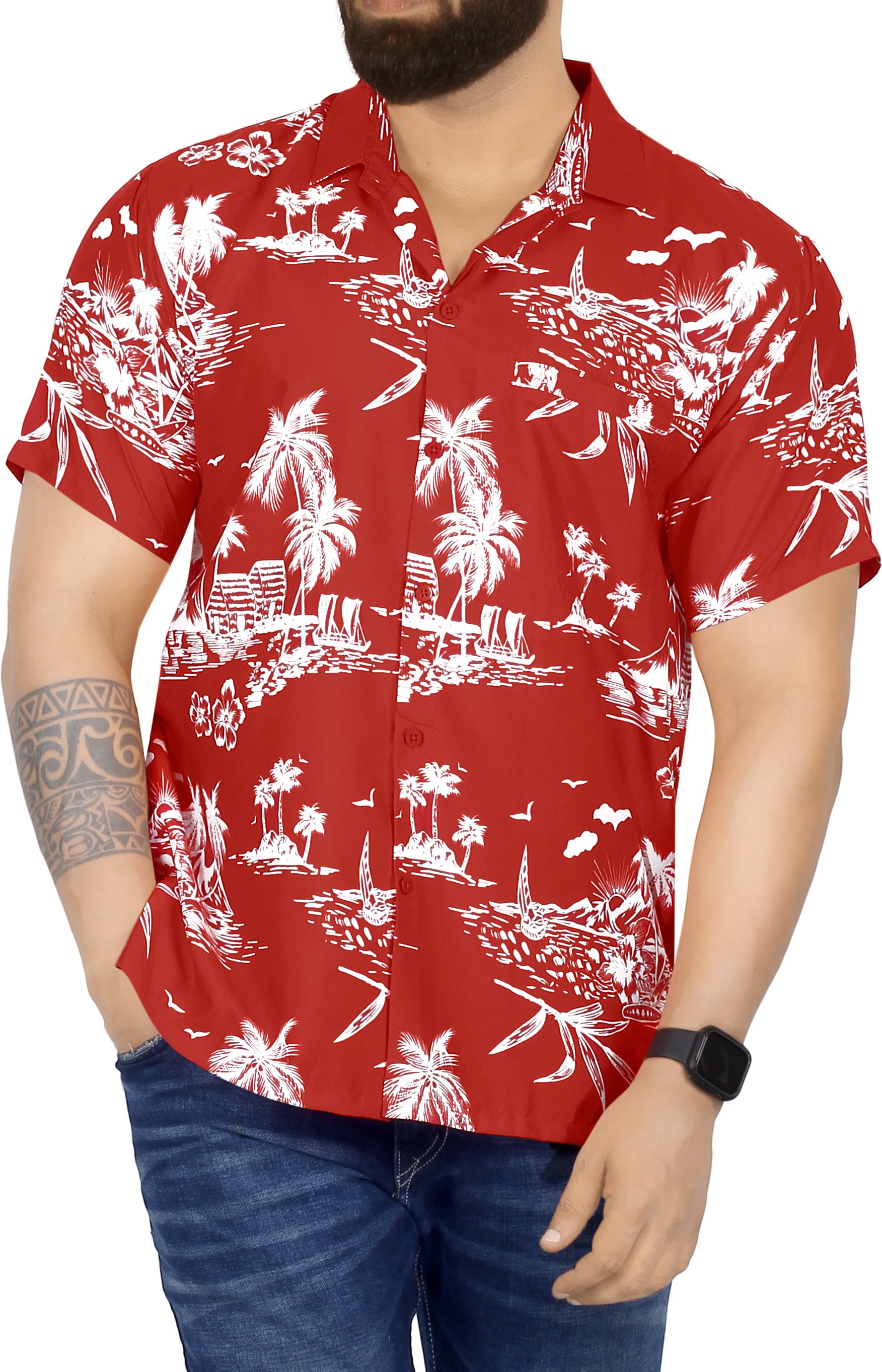 HAPPY BAY Men's Hawaiian Shirts Short Sleeve Button Down Shirt Mens ...