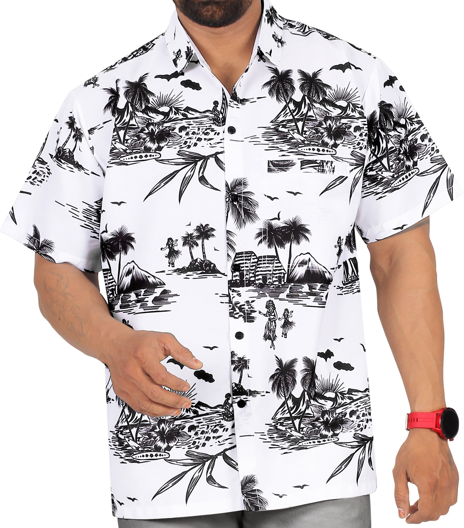 HAPPY BAY Men's Hawaiian Shirts Short Sleeve Button Down Shirt Mens ...