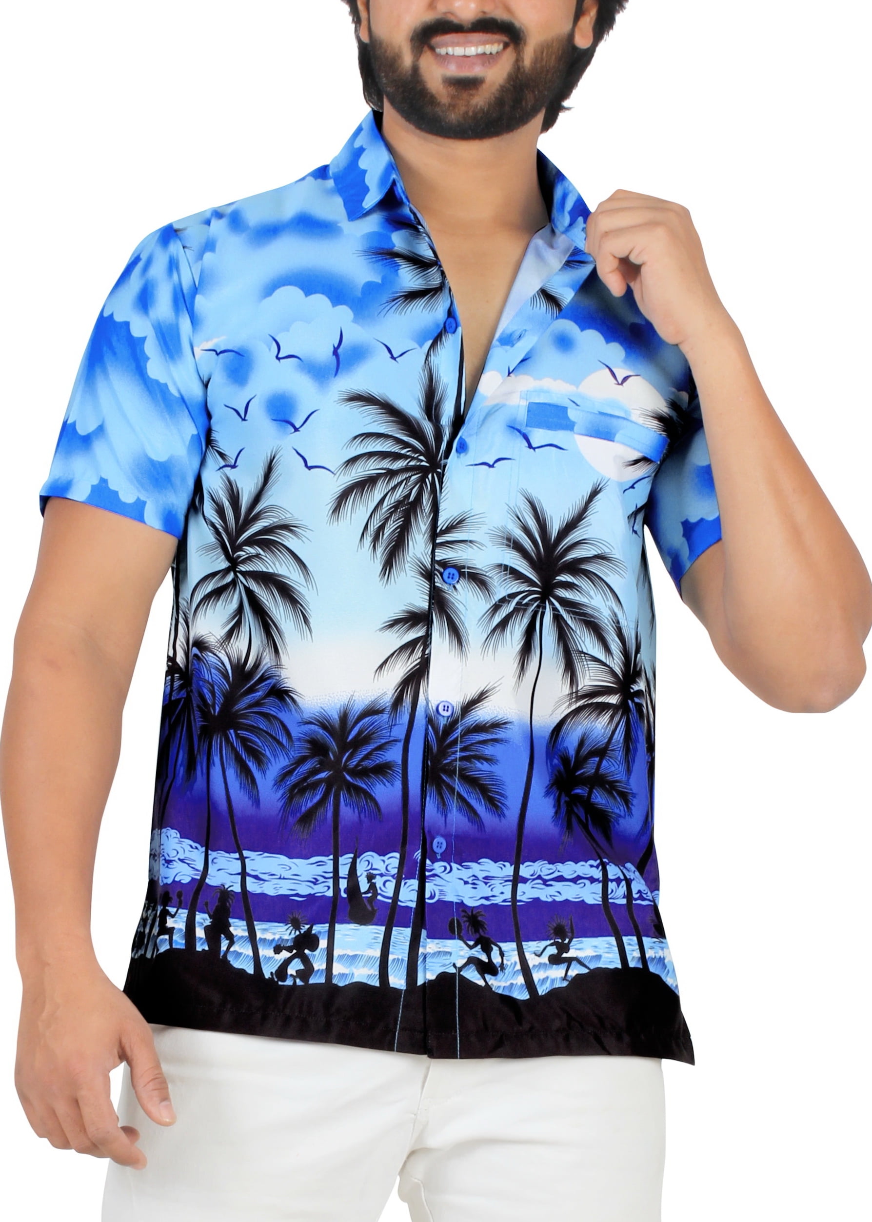 HAPPY BAY Men's Hawaiian Shirts Short Sleeve Button Down Shirt Mens ...