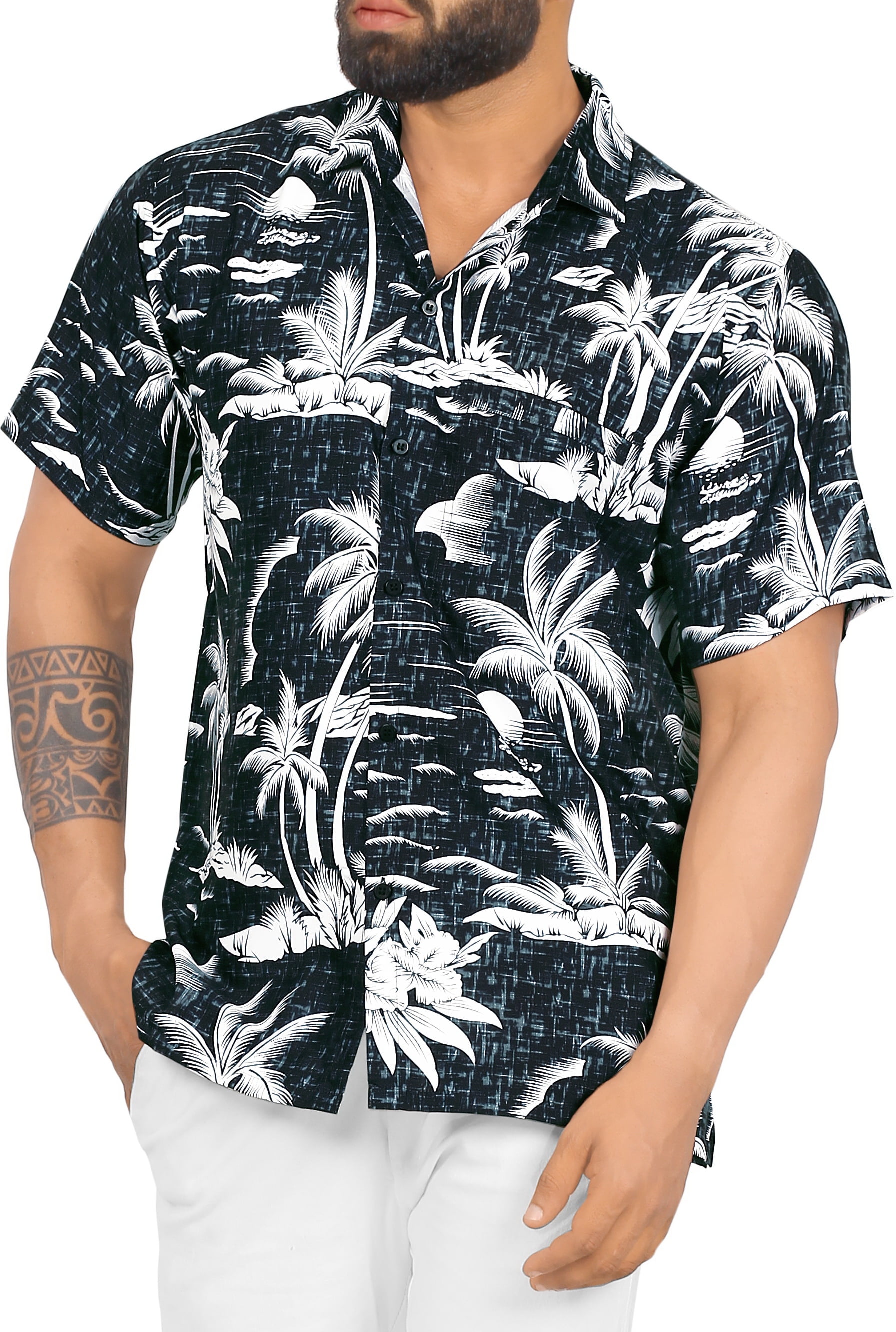 HAPPY BAY Men's Hawaiian Shirts Short Sleeve Button Down Shirt Mens ...