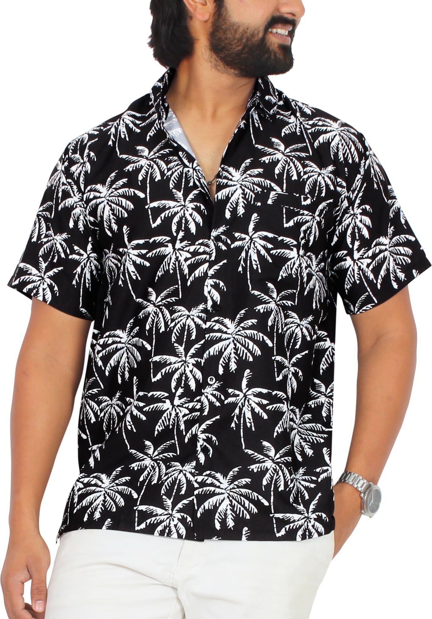 HAPPY BAY Men's Hawaiian Shirts Short Sleeve Button Down Shirt Mens ...
