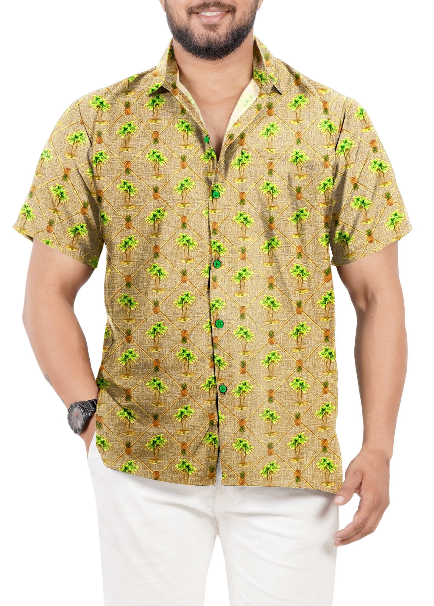 HAPPY BAY Men's Hawaiian Shirts Short Sleeve Button Down Shirt ...