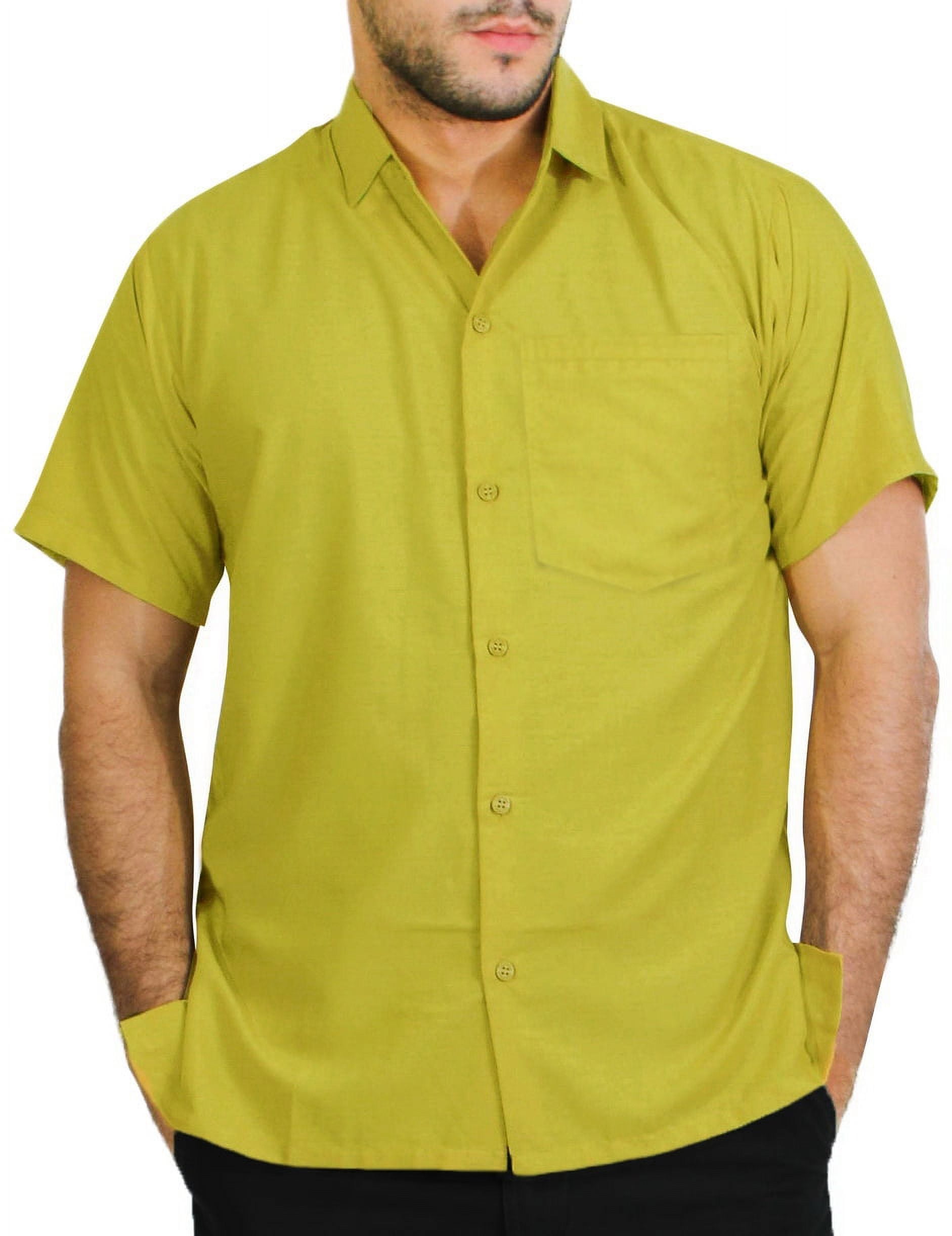 HAPPY BAY Men's Hawaiian Shirts Solid Beach Shirts Casual Short Sleeve ...