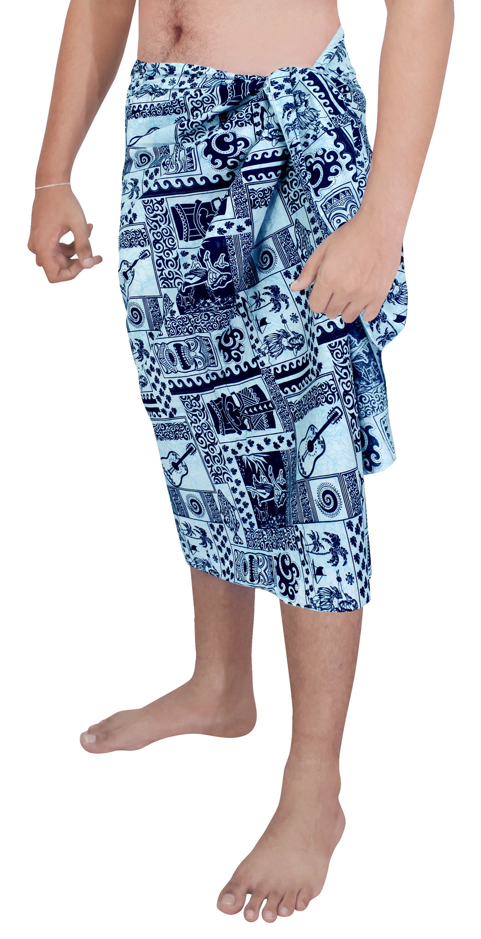 HAPPY BAY Men's Pareo Regular Beachwear Sarong Shower Wrap One Size ...
