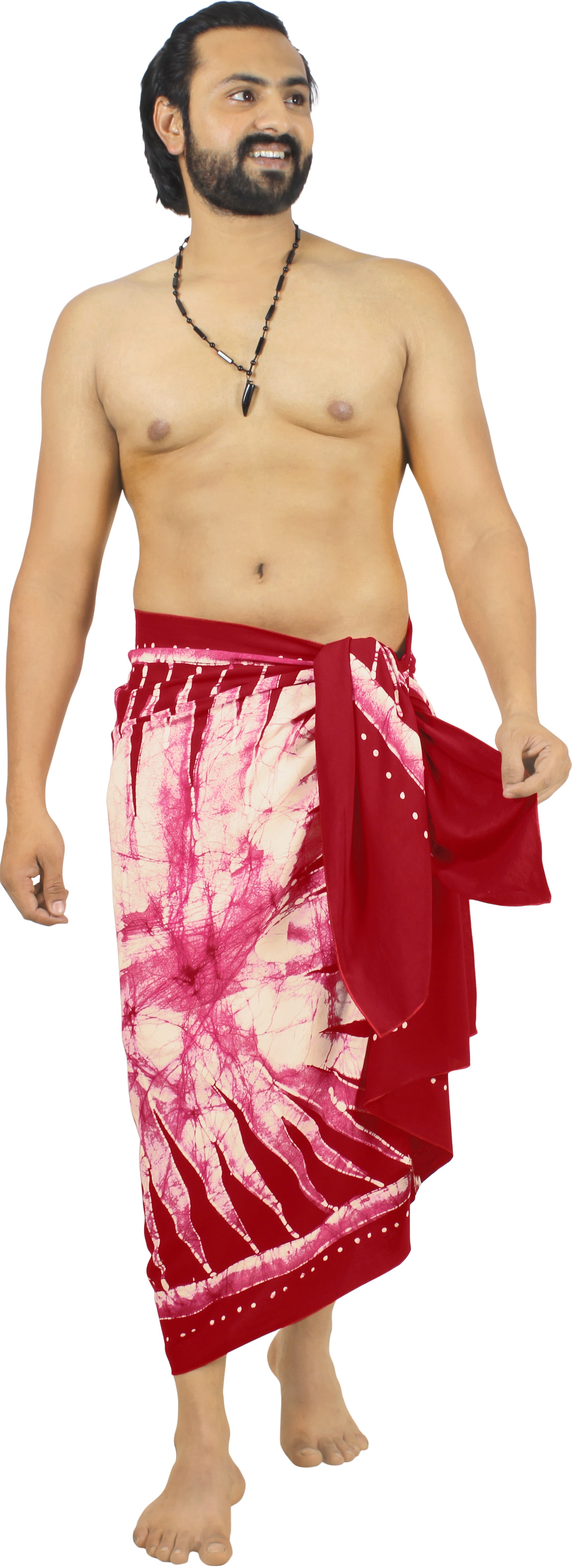 HAPPY BAY Men's Pareo Standard Beachwear Dashiki Sarong Full Beach Wrap One Size Ruby, Batik ...