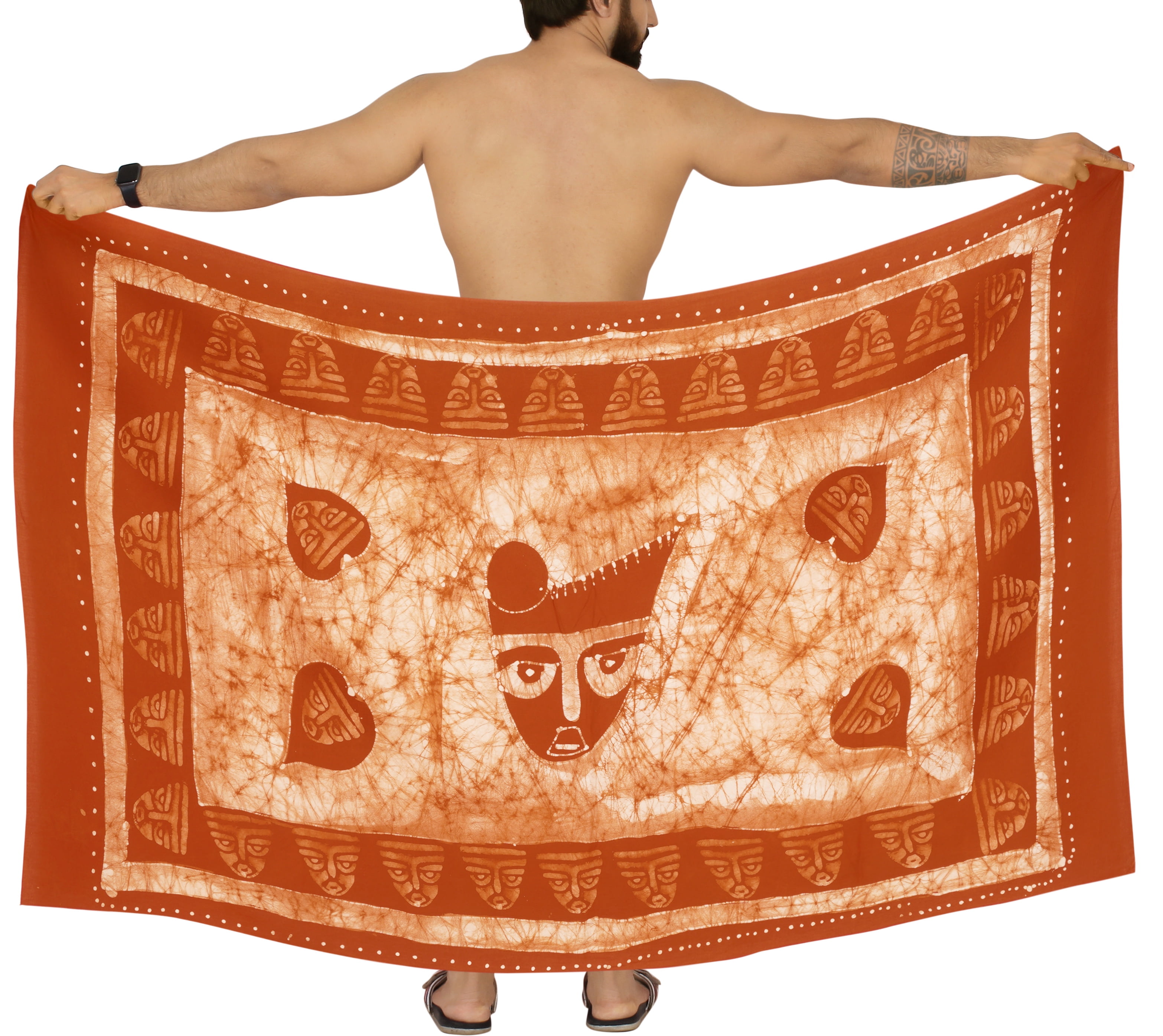 HAPPY BAY Men's Pareo Standard Beachwear Dashiki Sarong Full Beach Wrap ...