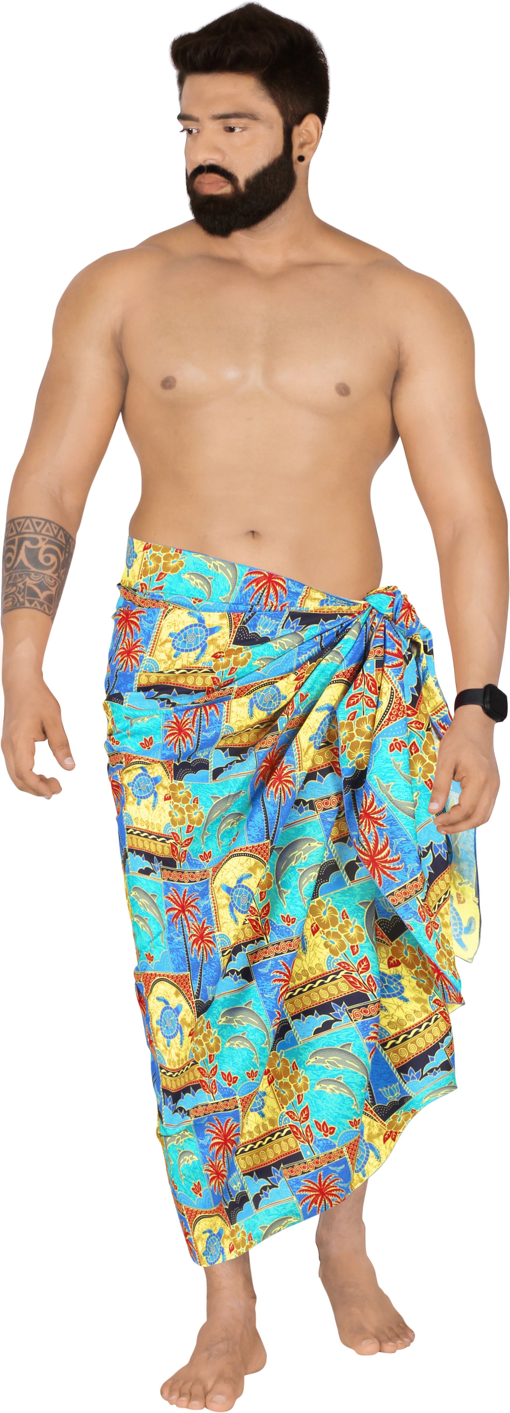 HAPPY BAY Men's Pareo Standard Surfing Sarong Full Beach Wrap One Size ...