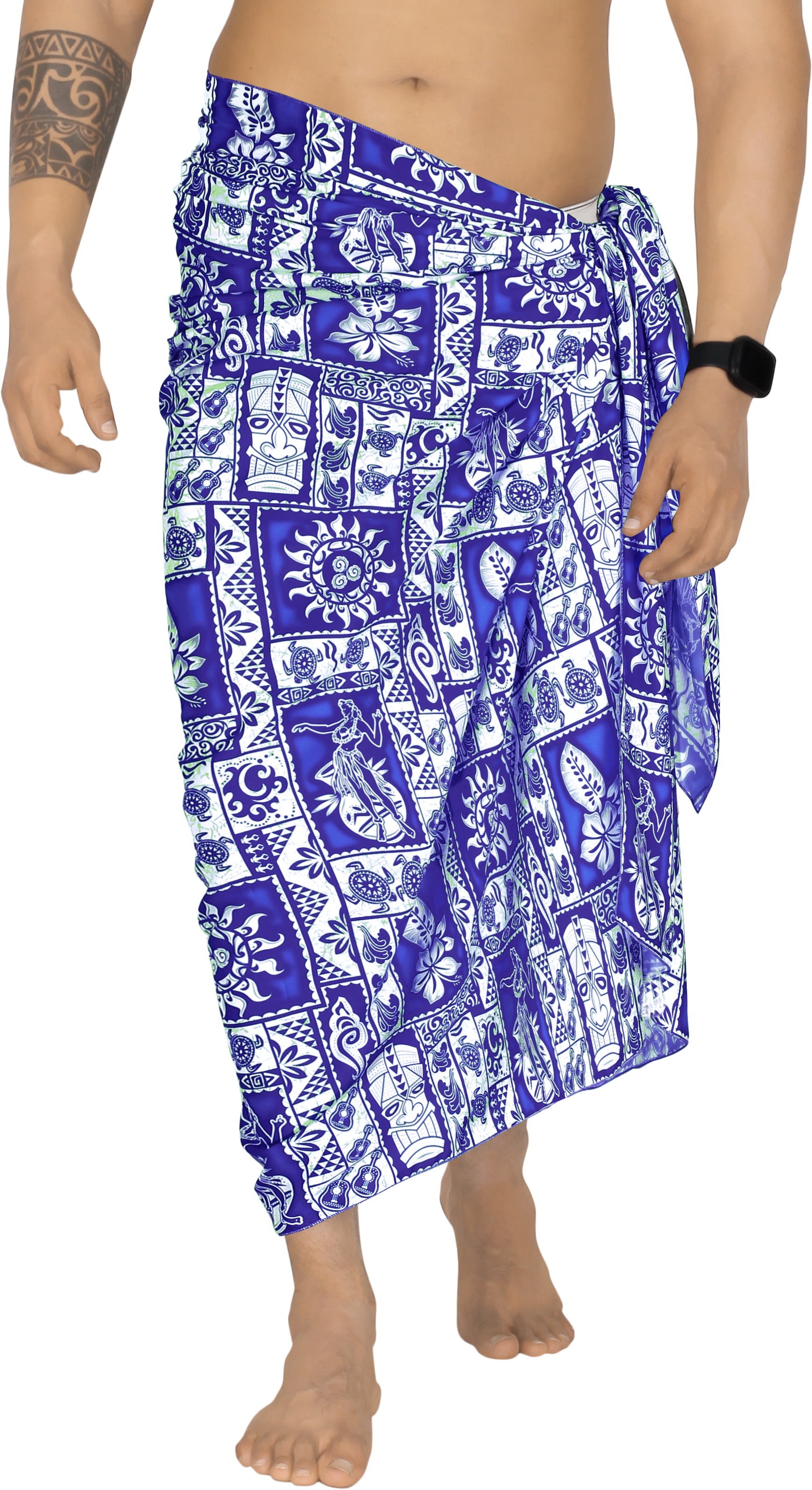HAPPY BAY Men's Pareo Standard Surfing Sarong Full Beach Wrap One Size ...