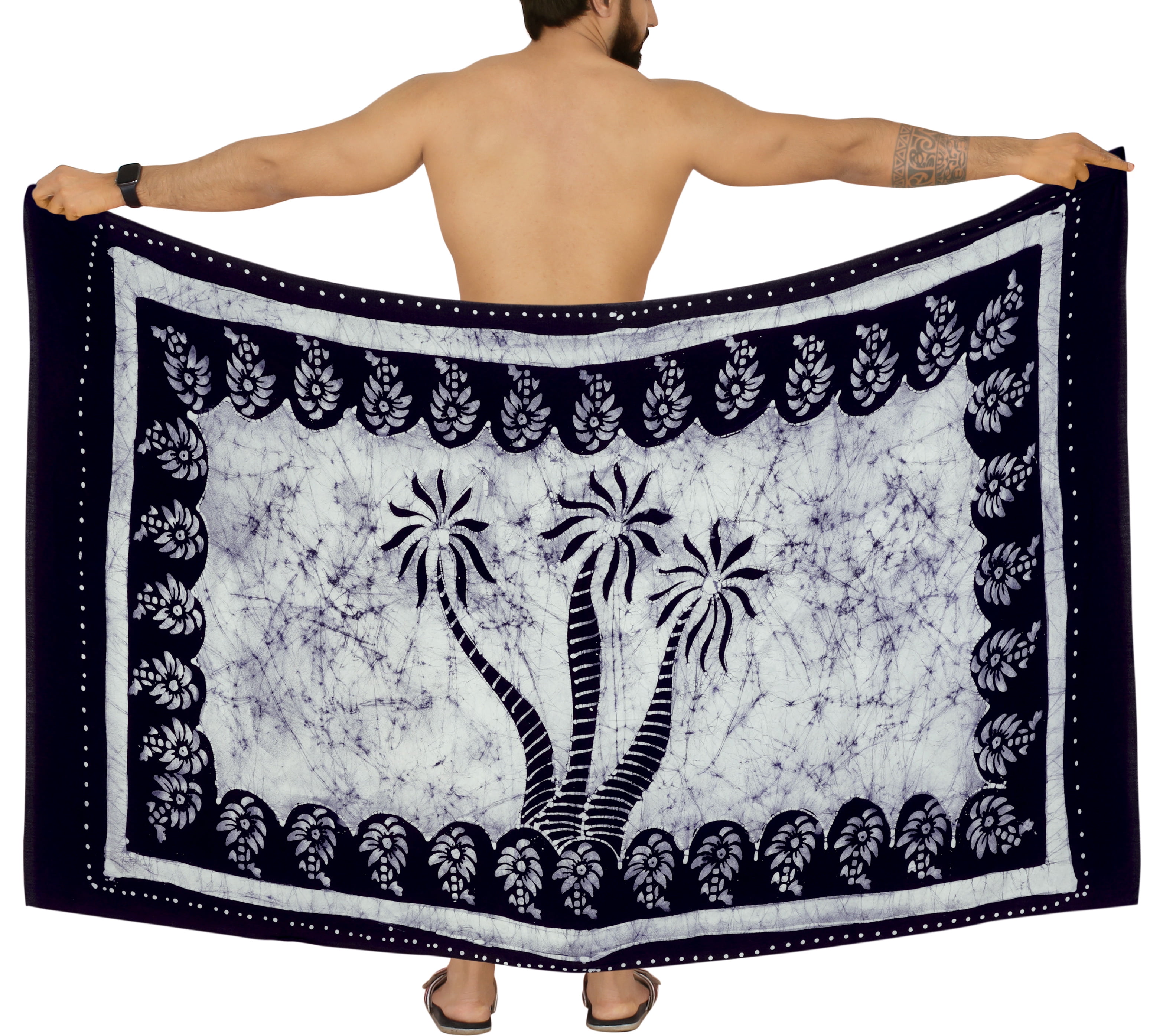 HAPPY BAY Men's Pareo Standard Vacation Dashiki Sarong Full Beach Wrap ...