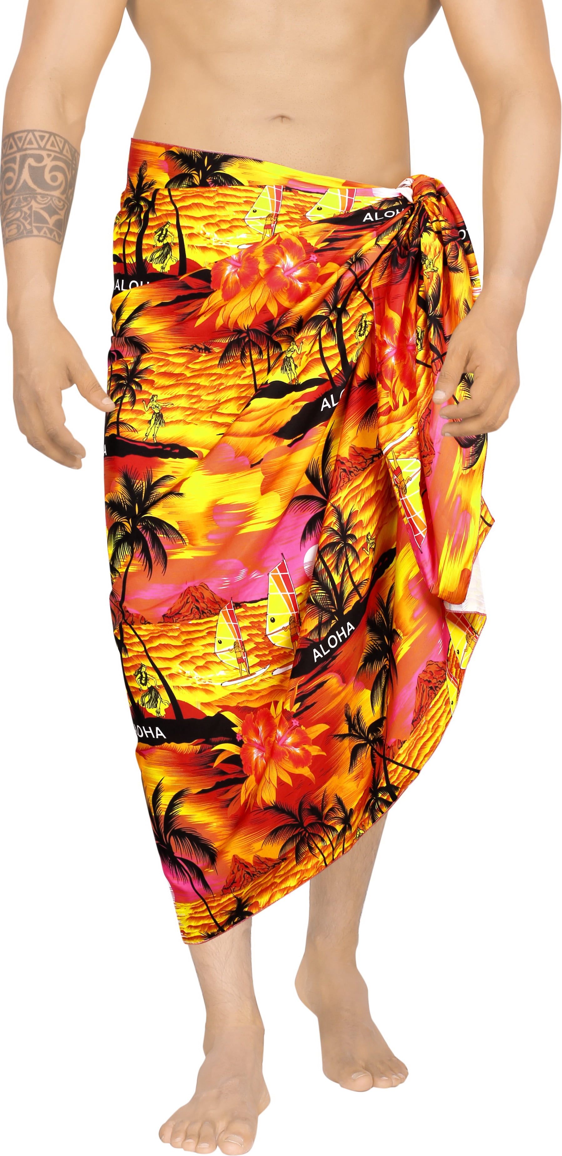 HAPPY BAY Men's Pareo Swim Trunk Vacation Sarong Beach Wrap One Size ...