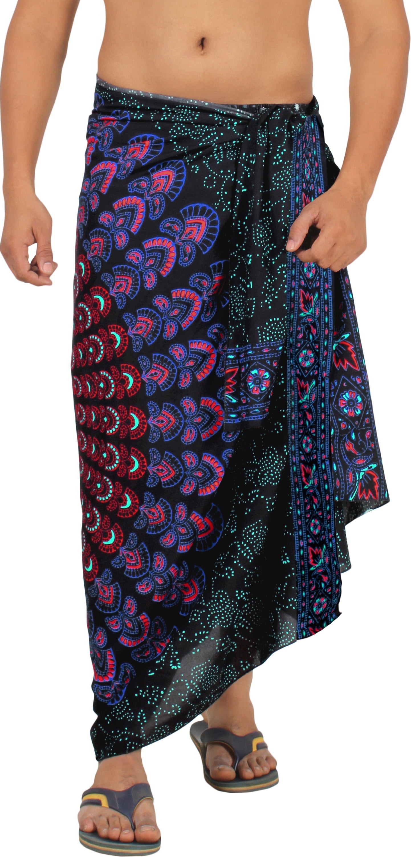 HAPPY BAY Men's Standard Casual Sarong Long Pareo Beach Wrap One Size ...