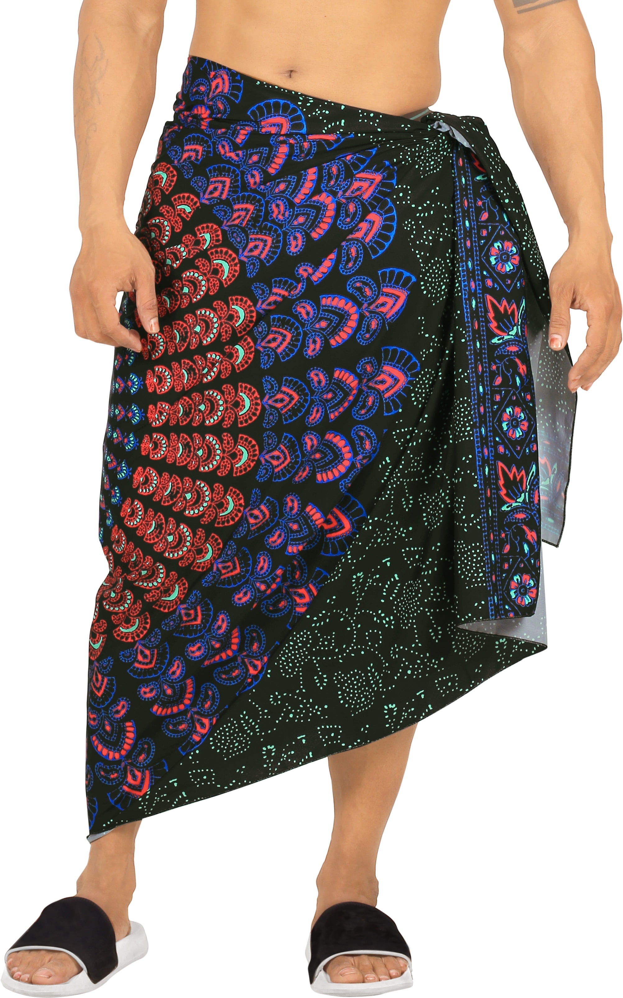 HAPPY BAY Men's Standard Casual Sarong Long Pareo Beach Wrap One Size ...