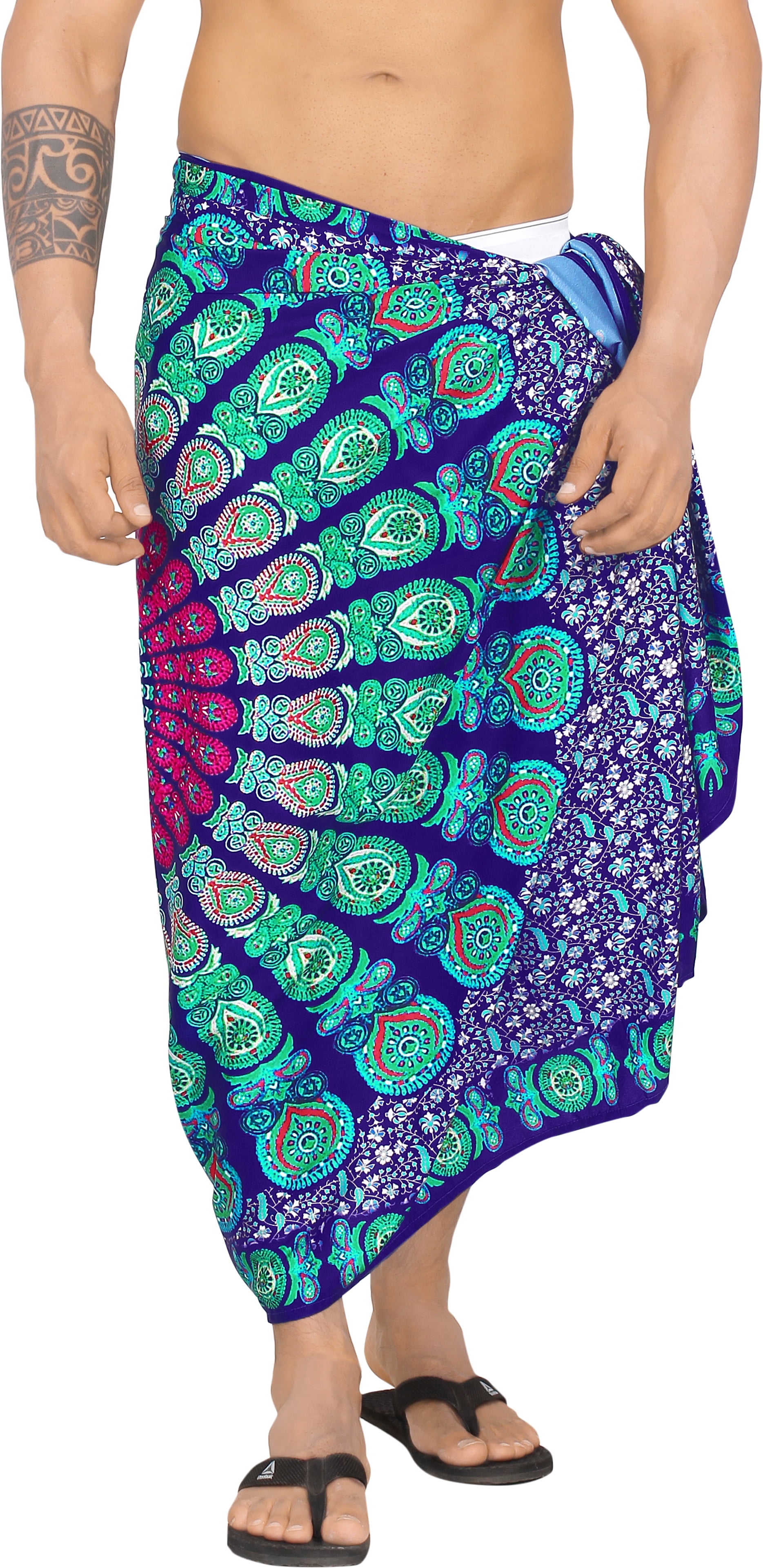 HAPPY BAY Men's Standard Casual Sarong Long Pareo Beach Wrap One Size ...