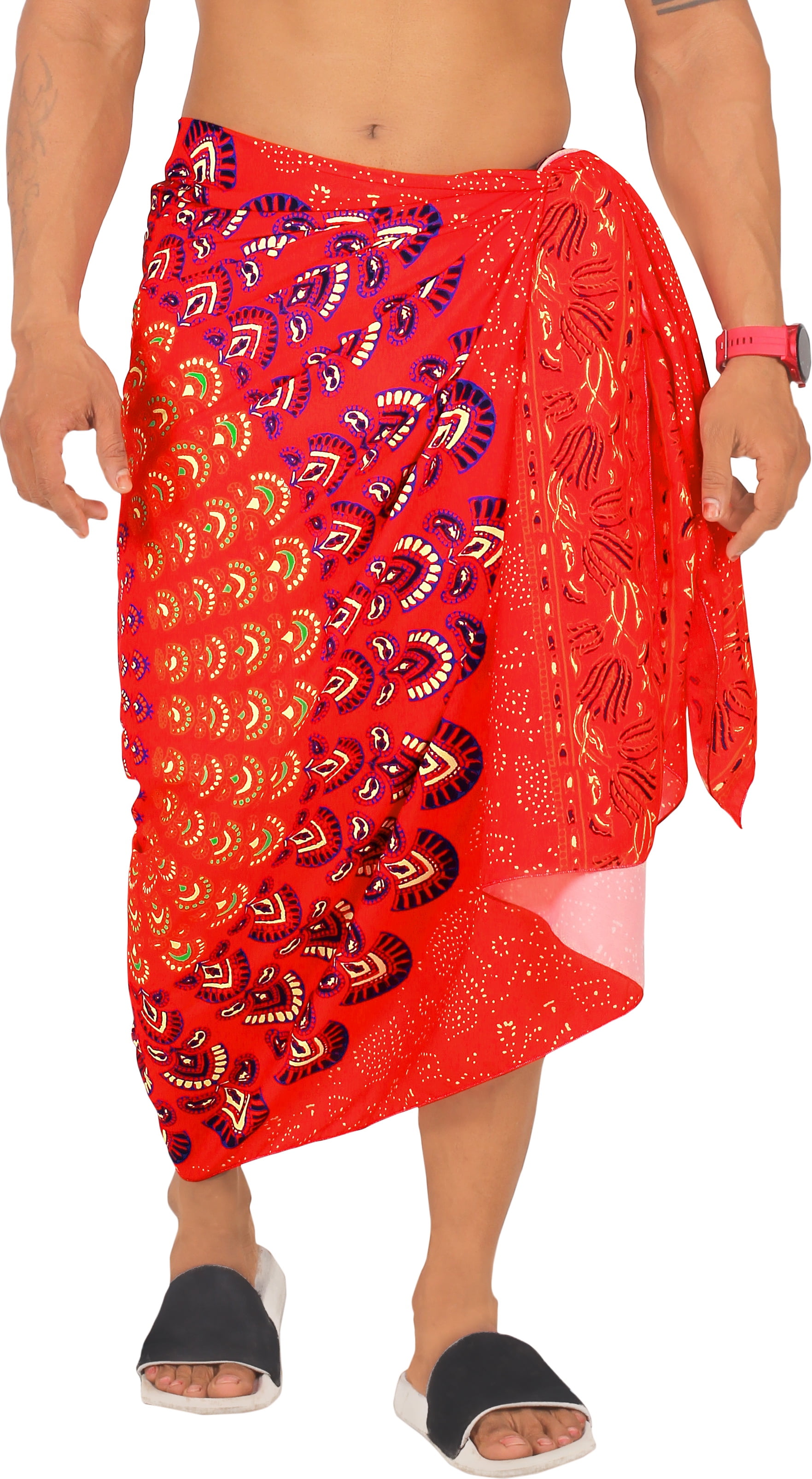 HAPPY BAY Men's Standard Casual Sarong Long Pareo Beach Wrap One Size ...