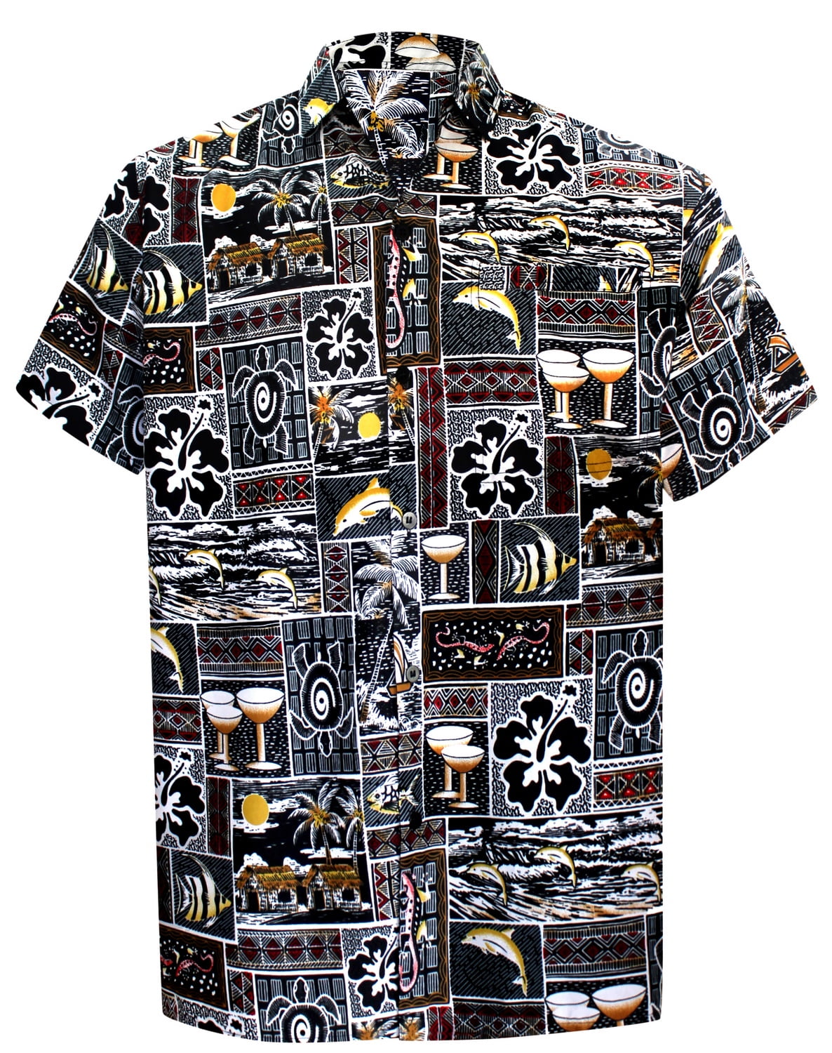 Happy Bay Mens Summer Beach Tropical Party Shirts Short Sleeve Button
