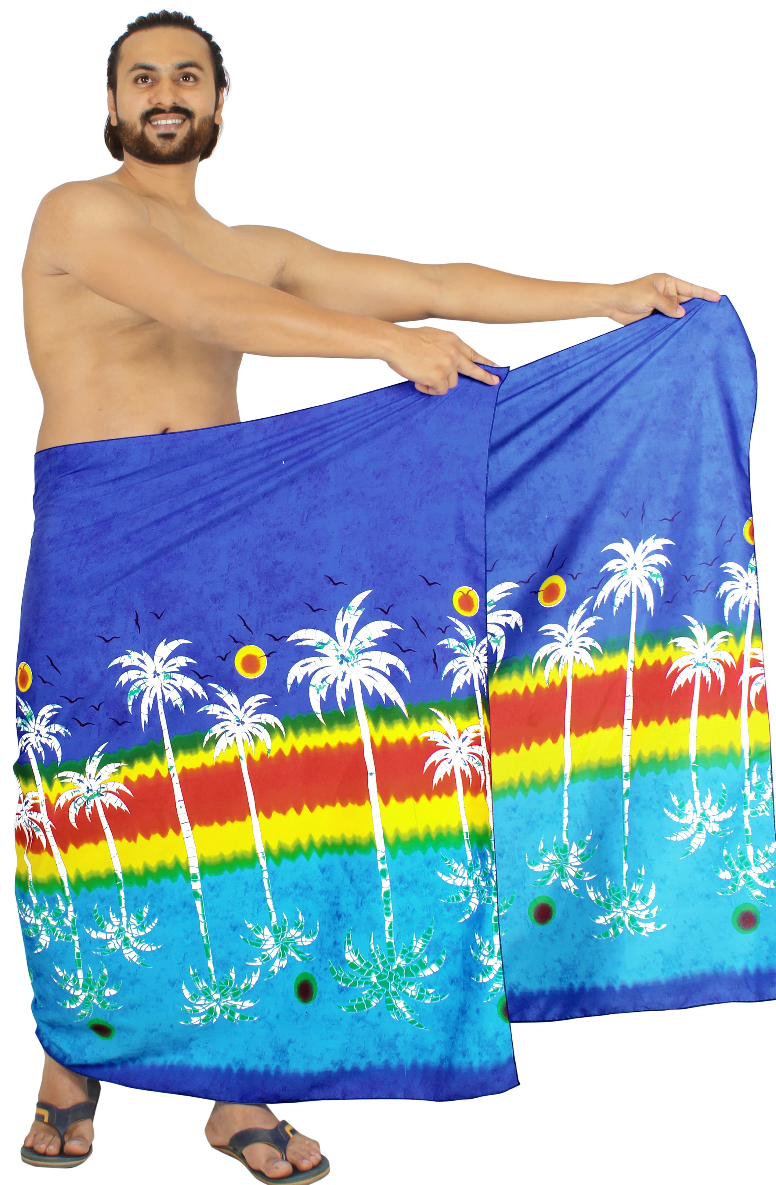 HAPPY BAY Men's Swim Trunk Bathing Suit Sarong Pareo Beach Wrap One ...
