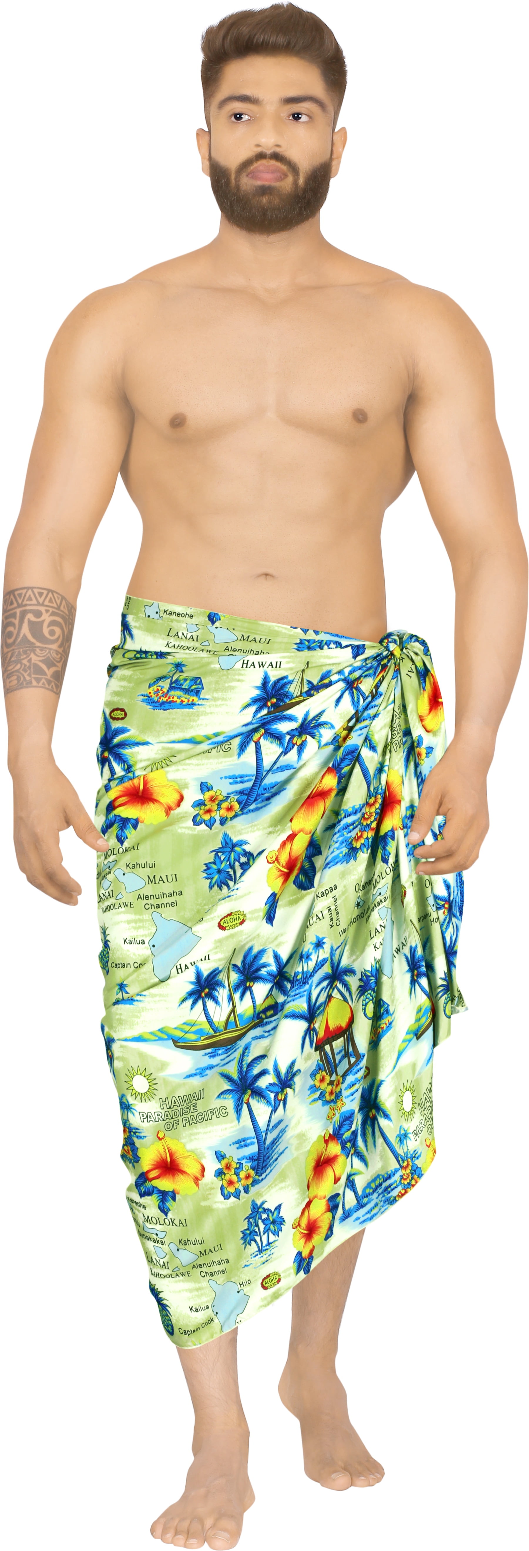 HAPPY BAY Men's Swim Trunk Bathing Suit Sarong Pareo Beach Wrap One ...