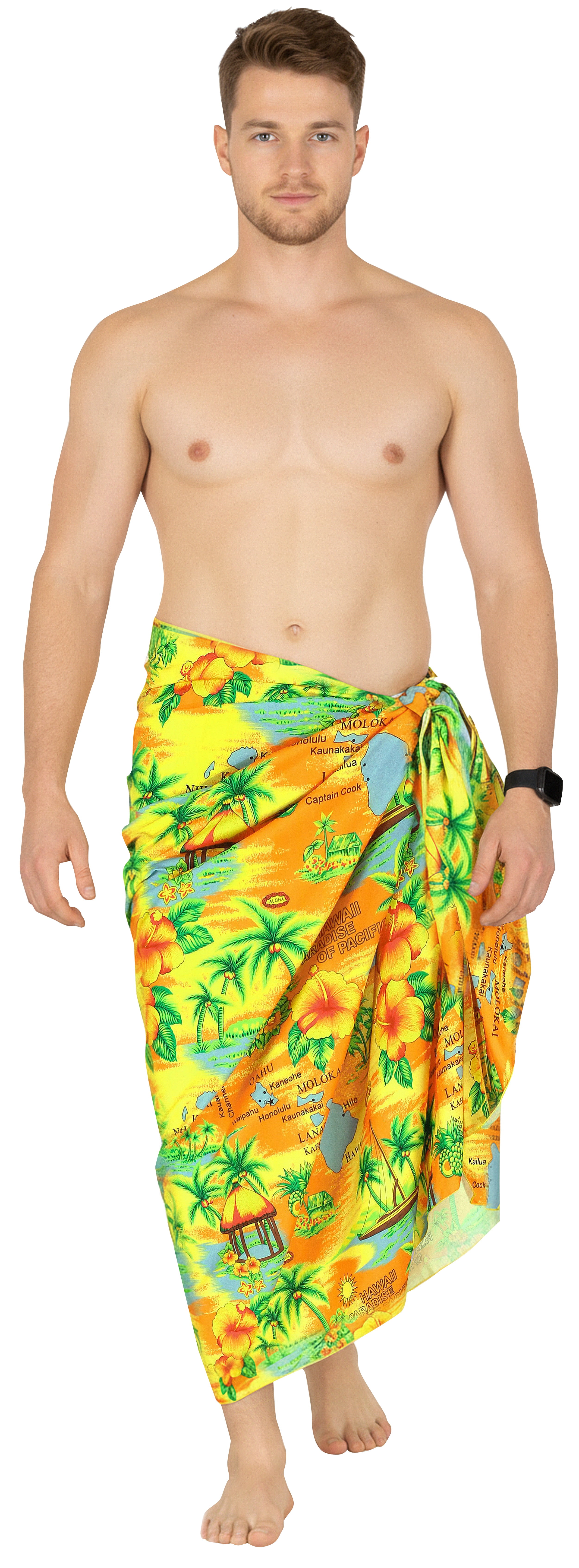 HAPPY BAY Men's Swim Trunk Bathing Suit Sarong Pareo Beach Wrap One ...