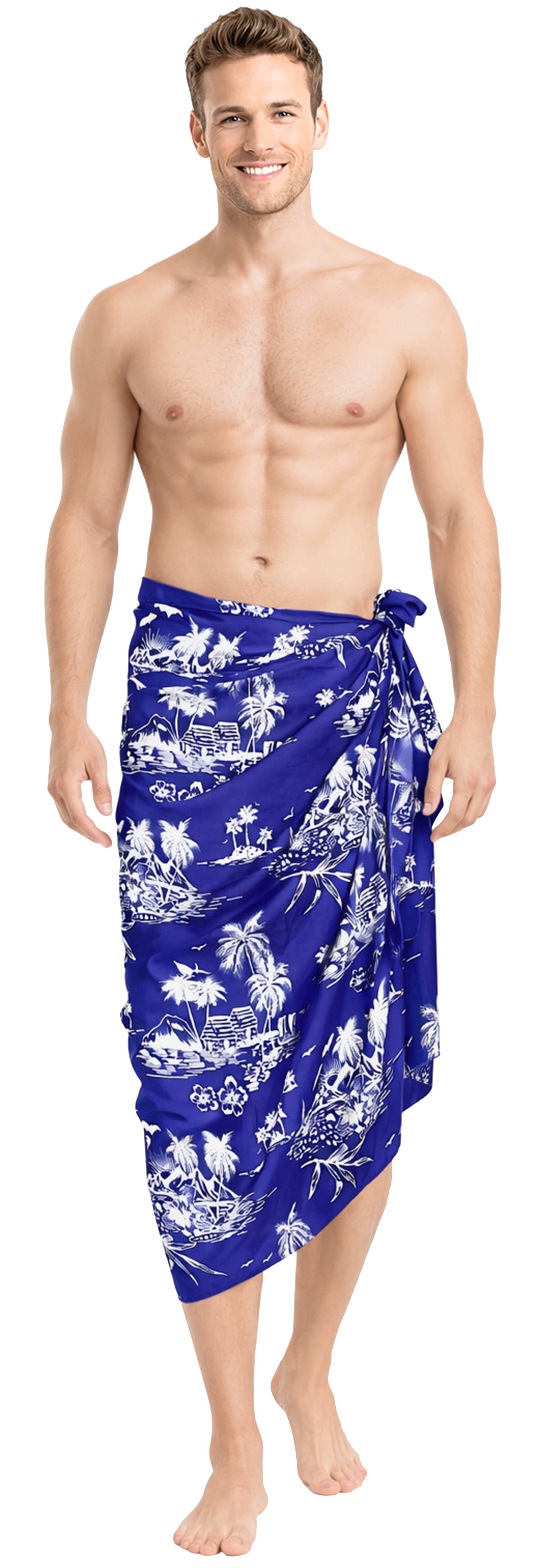 HAPPY BAY Men's Swim Trunk Swimsuits Sarong Pareo Beach Wrap One Size ...