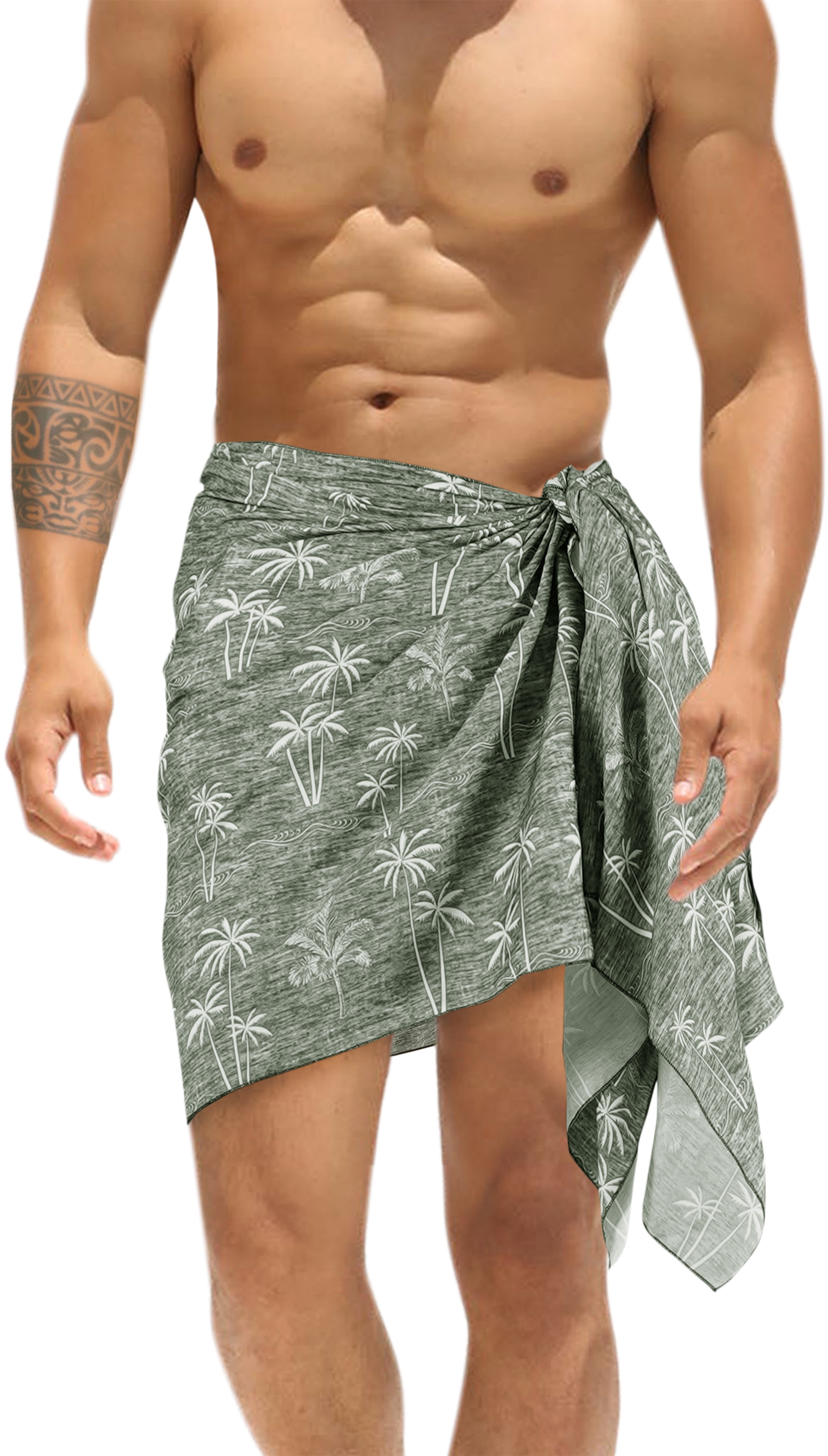 HAPPY BAY Men's Swimwear Beach Summer Pareo Short Sarong One Size Onyx ...