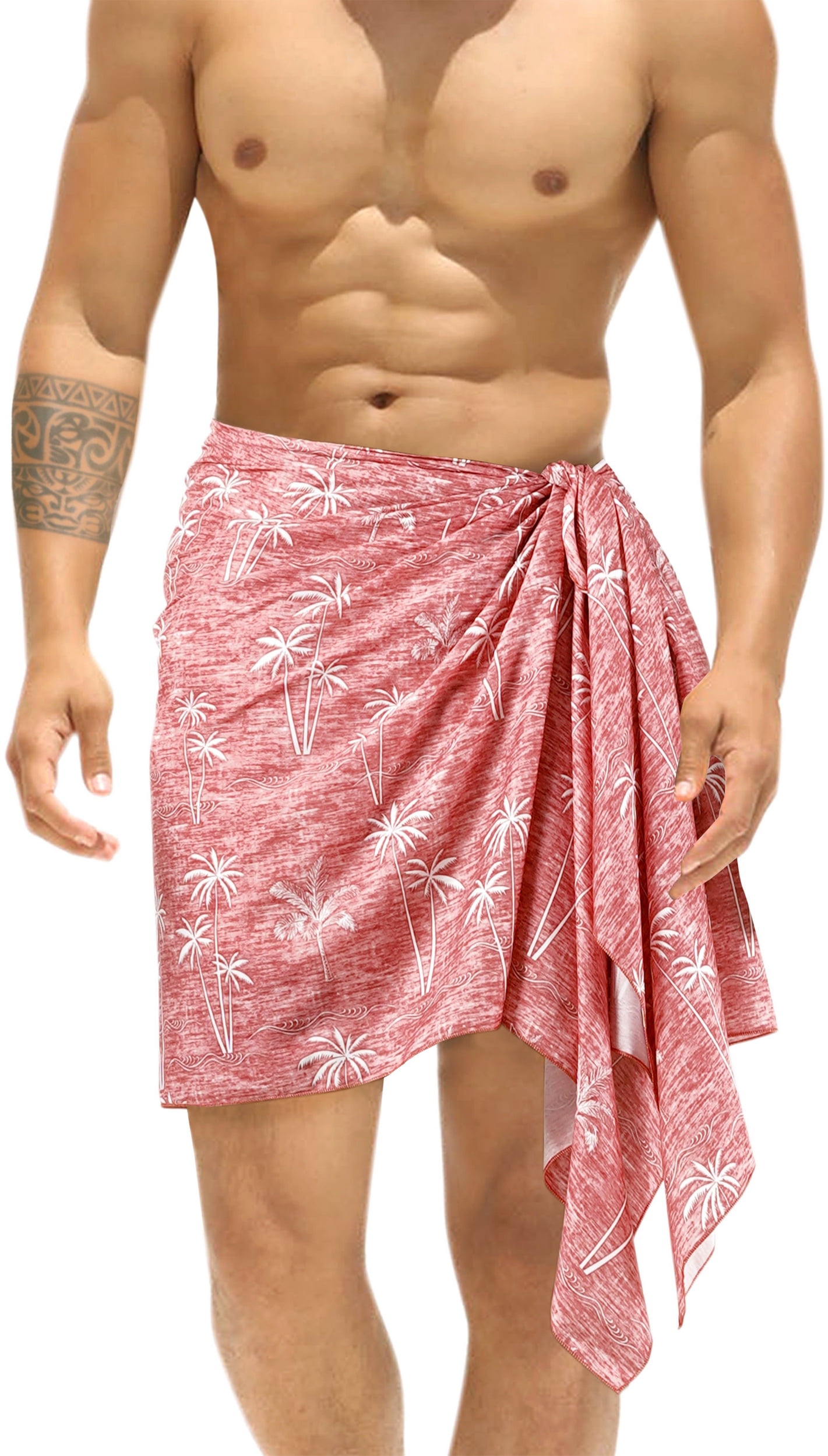 HAPPY BAY Men's Swimwear Beach Summer Pareo Short Sarong One Size Pink ...
