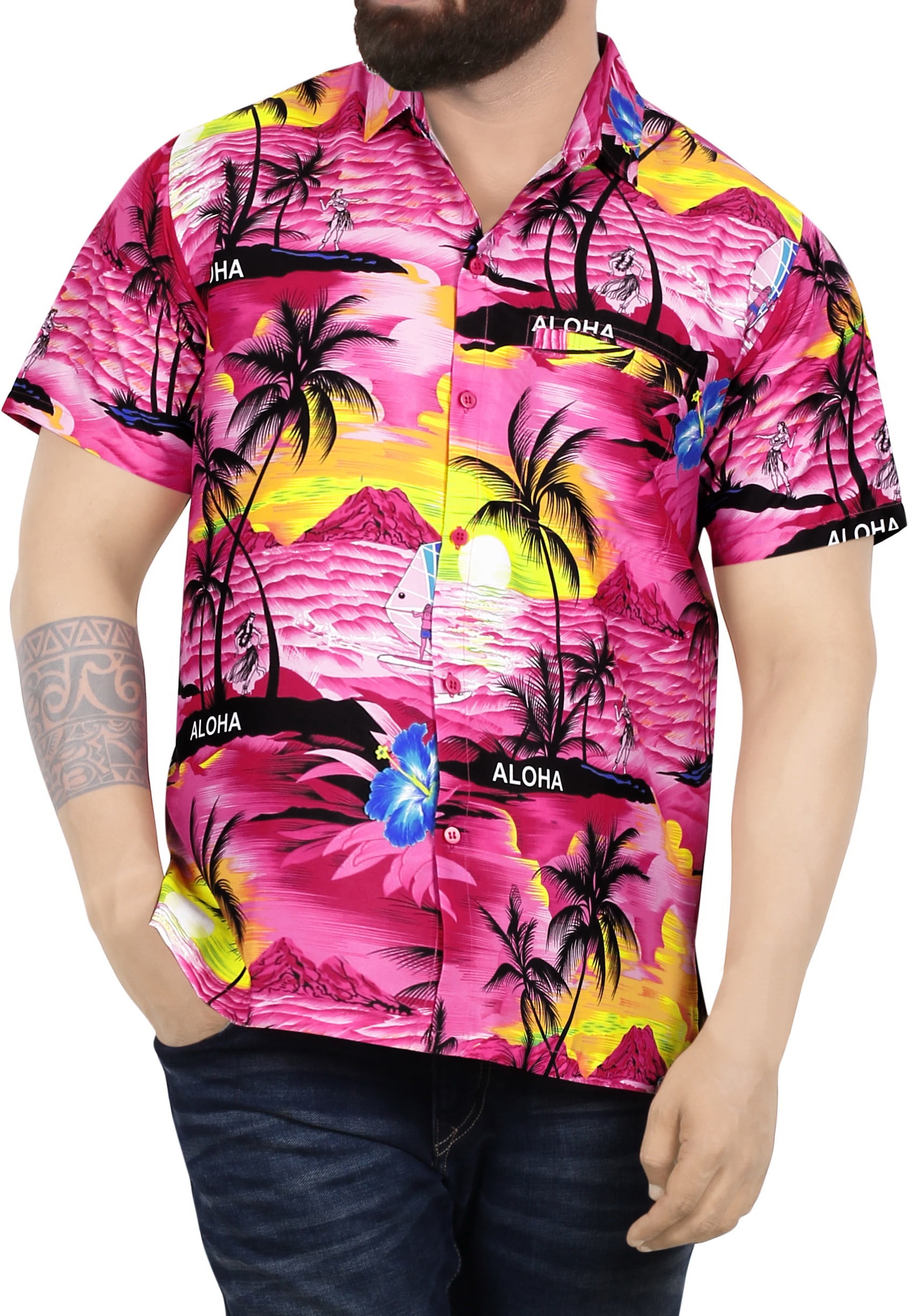 HAPPY BAY Mens Hawaiian Shirts Short Sleeve Button Down Shirt Men's ...