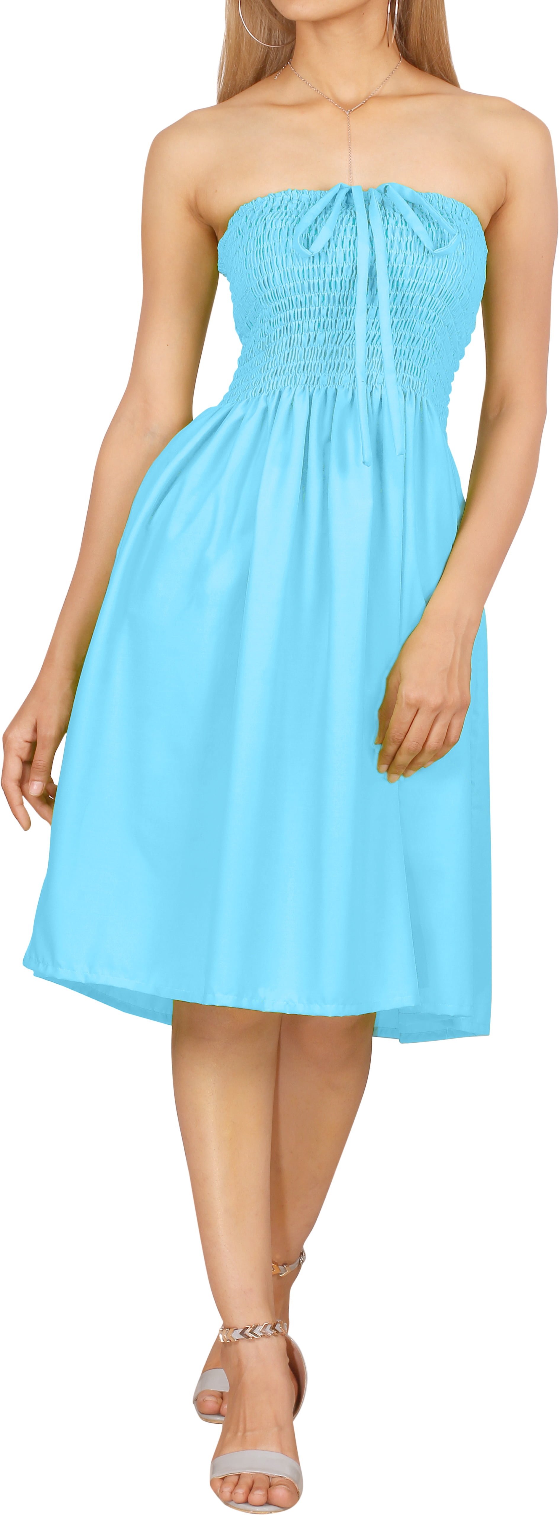 HAPPY BAY Women's Beach Summer Casual Smocked Mini Flowy Dress Tube Top ...