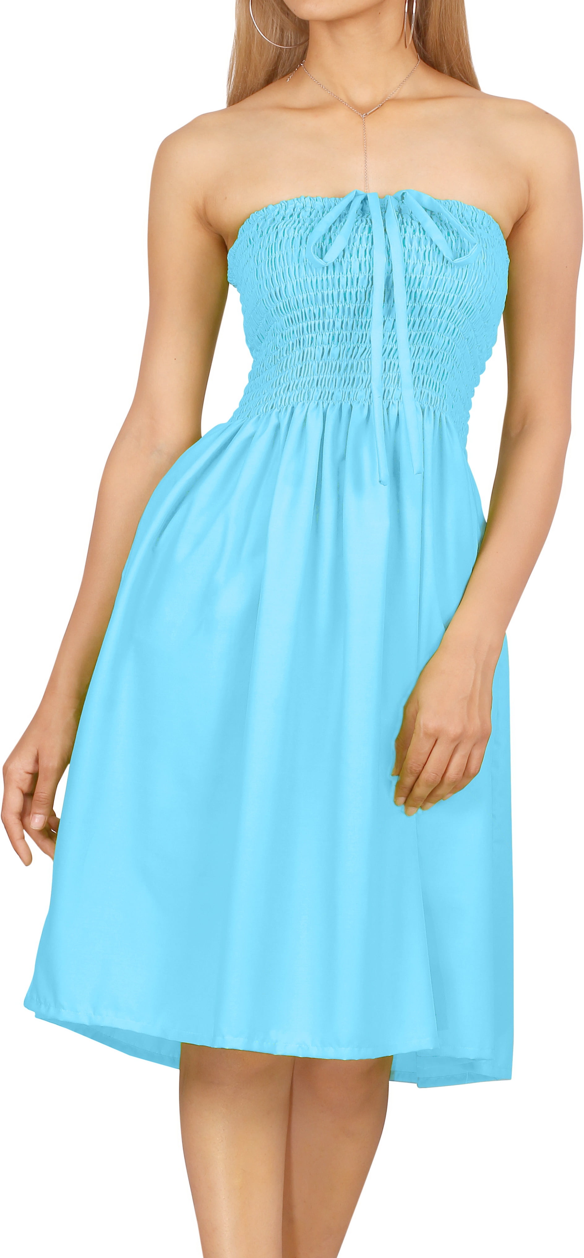 HAPPY BAY Women's Beach Summer Casual Smocked Mini Flowy Dress Tube Top ...