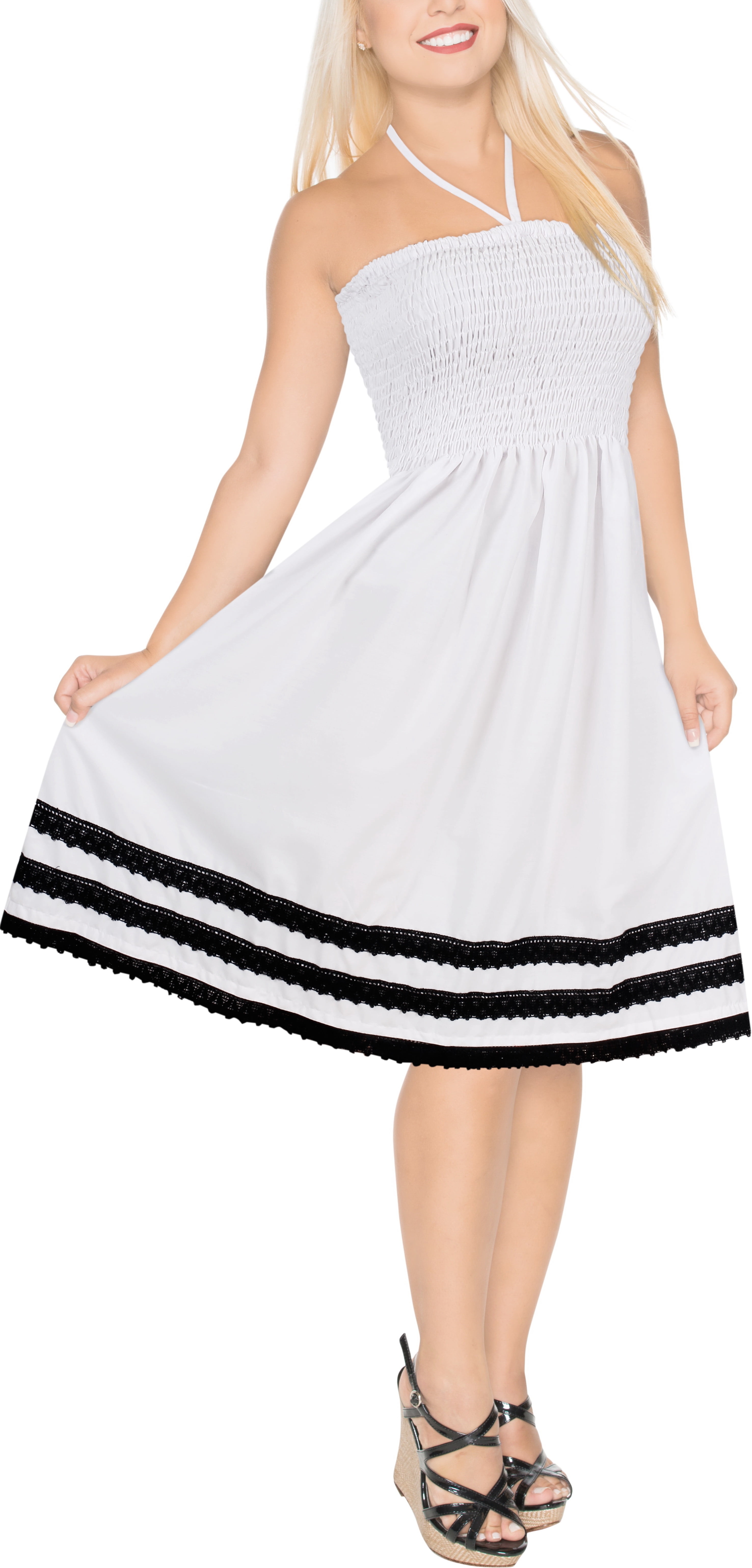 HAPPY BAY Women's Beach Summer Tube Top Empire Flowy Evening Dress ...