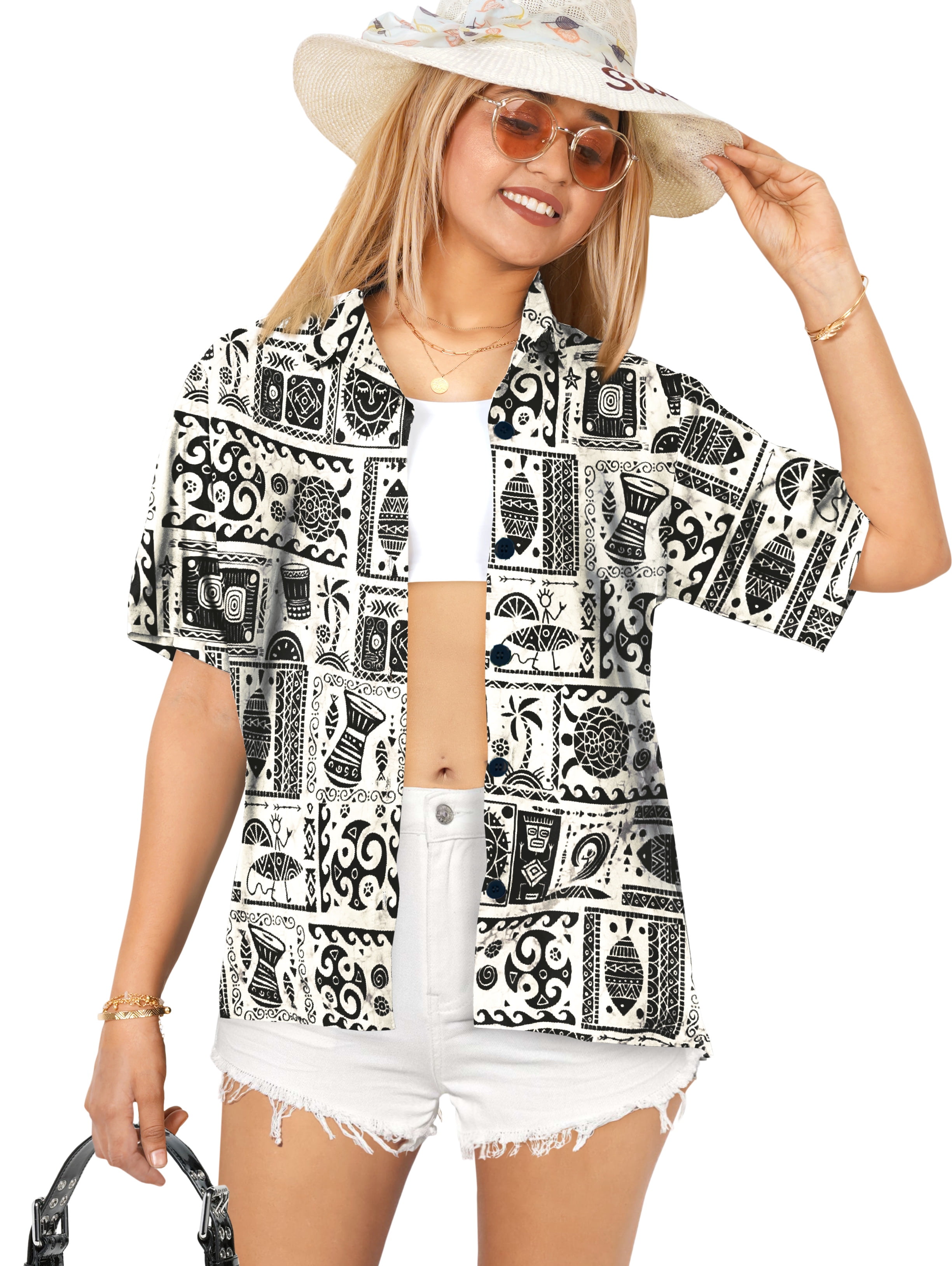 HAPPY BAY Women's Button Down Blouses Beach Party Blouse Shirt Summer ...