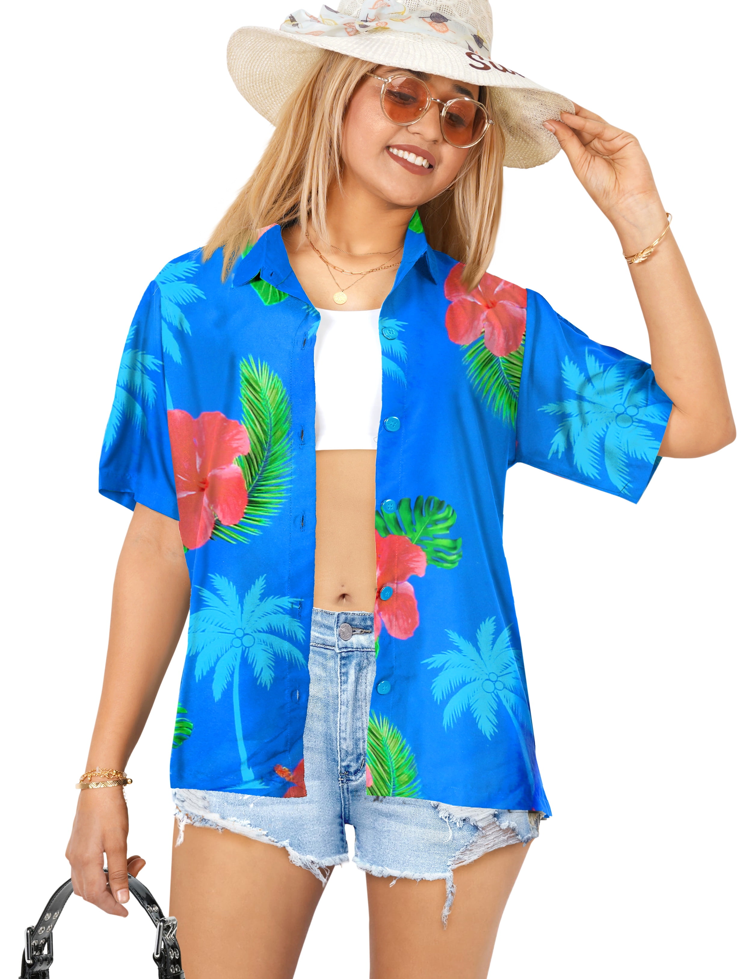 HAPPY BAY Women's Button Down Blouses Casual Summer Beach Party Blouse ...