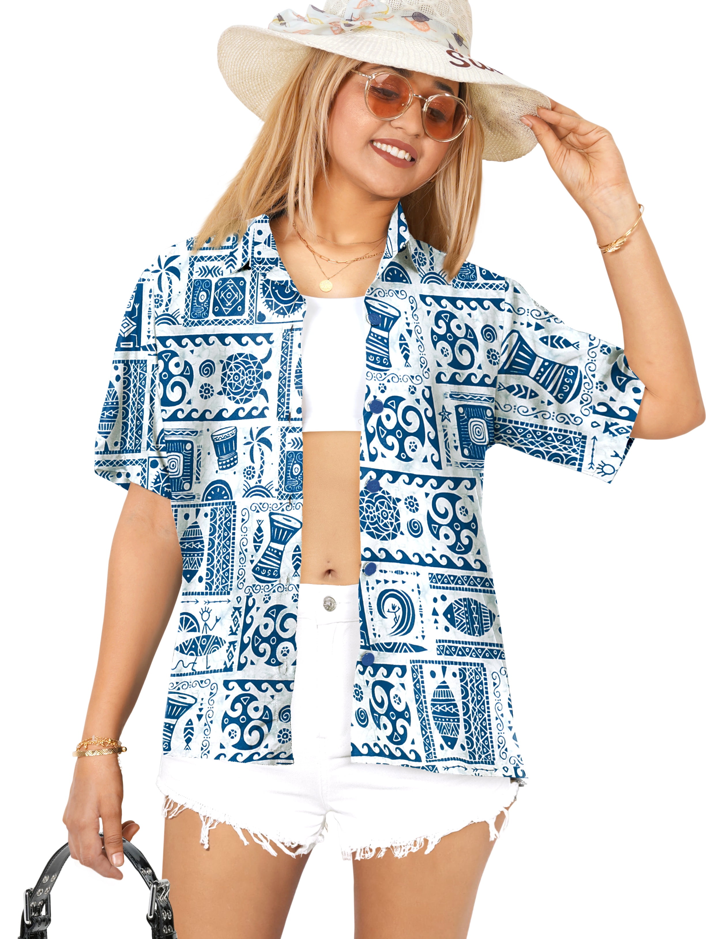 HAPPY BAY Women's Button Down Blouses Casual Summer Beach Party Blouse ...