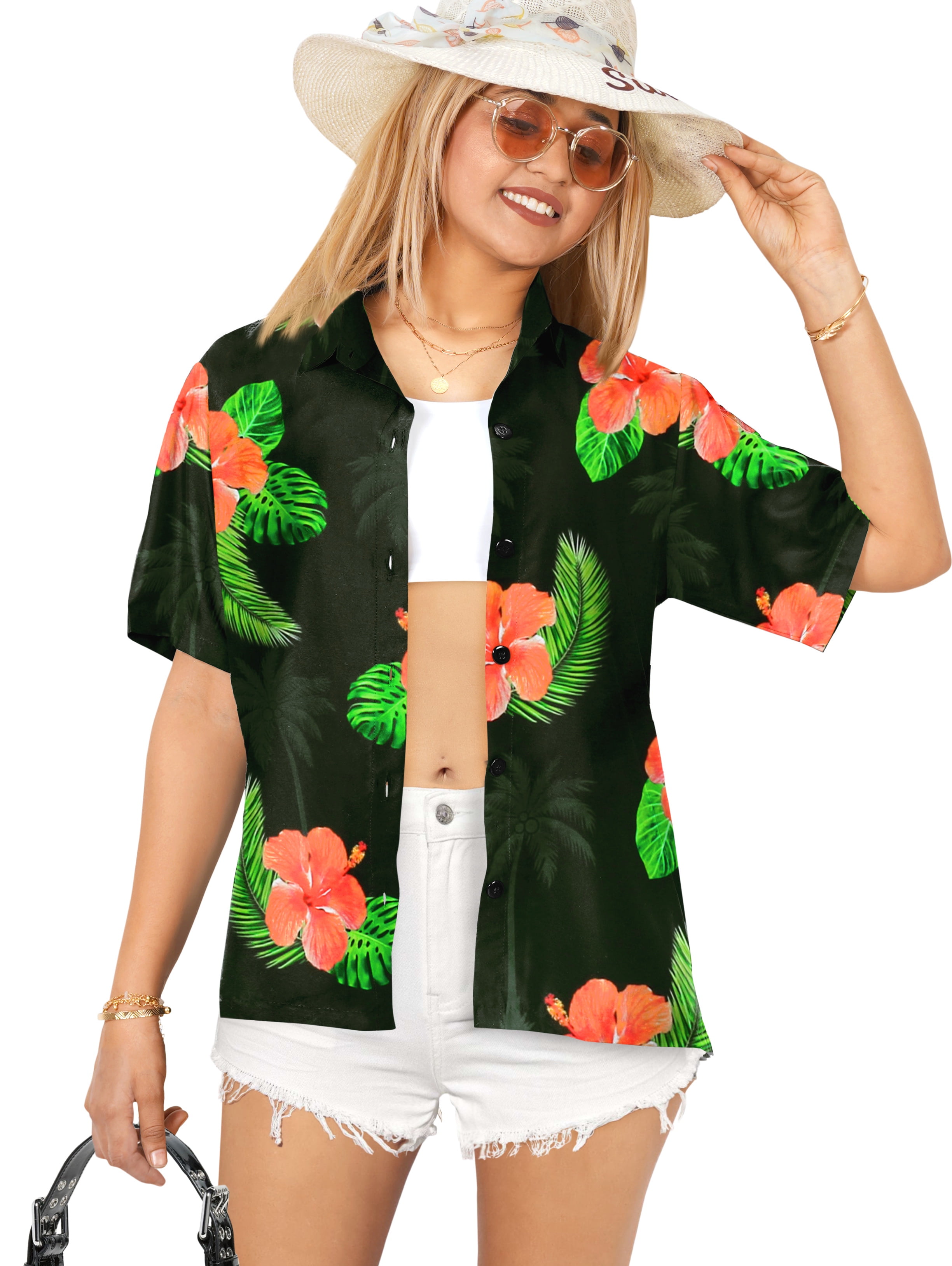 HAPPY BAY Women's Button Down Blouses Casual Summer Beach Party Blouse ...
