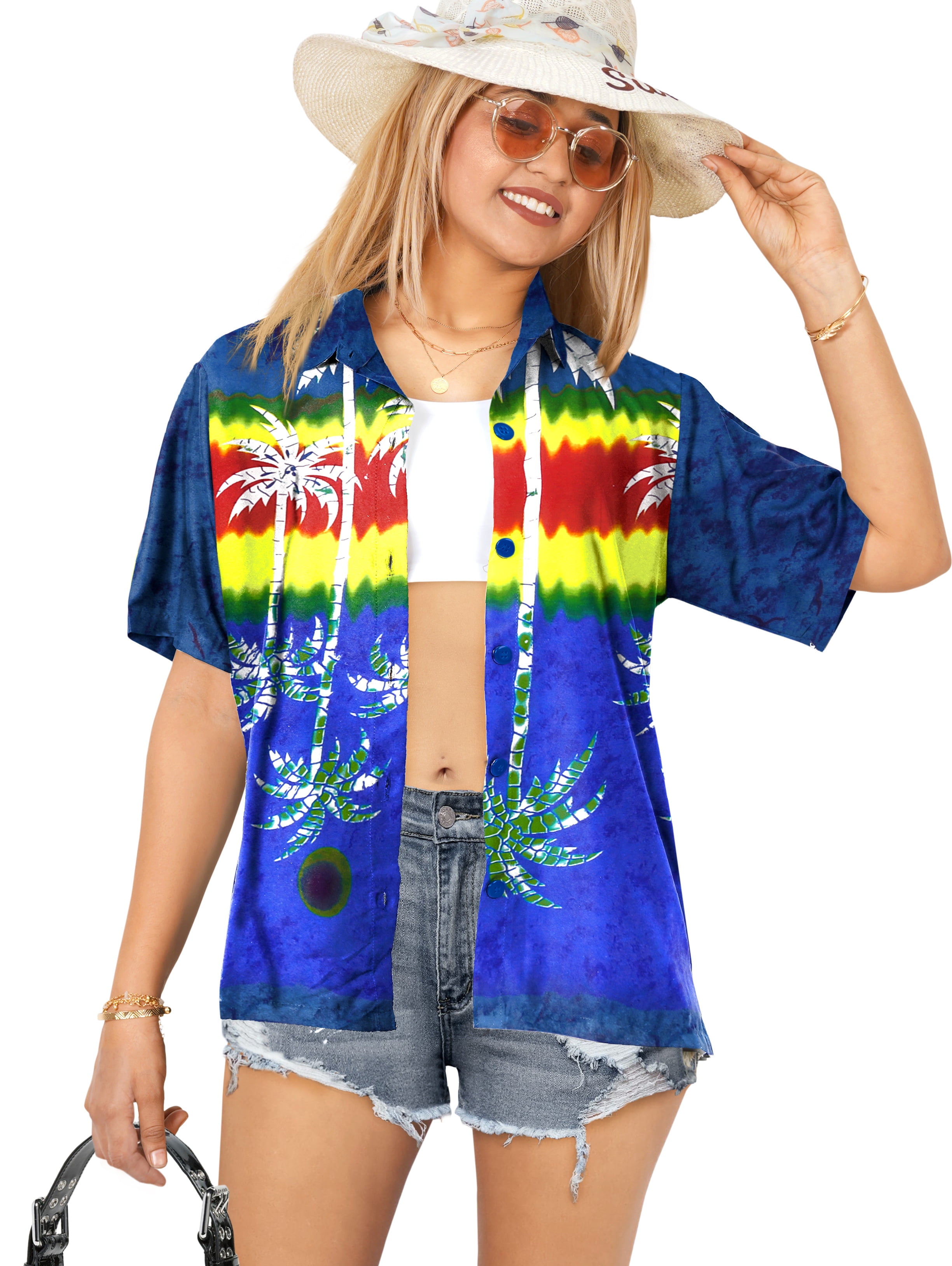 HAPPY BAY Women's Button Down Blouses Casual Summer Beach Party Short ...