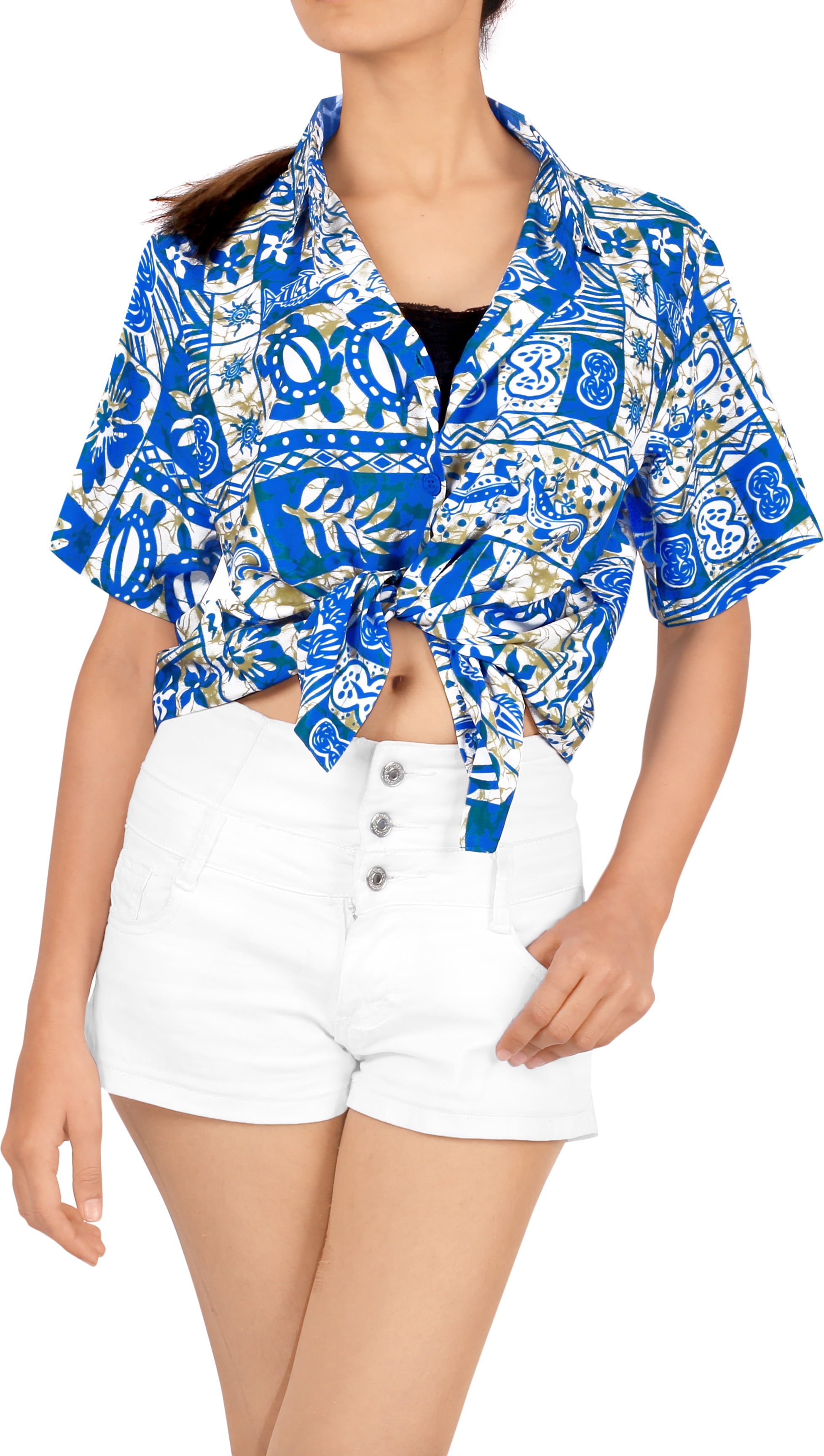 HAPPY BAY Women's Button Down Blouses Casual Summer Beach Party Short ...