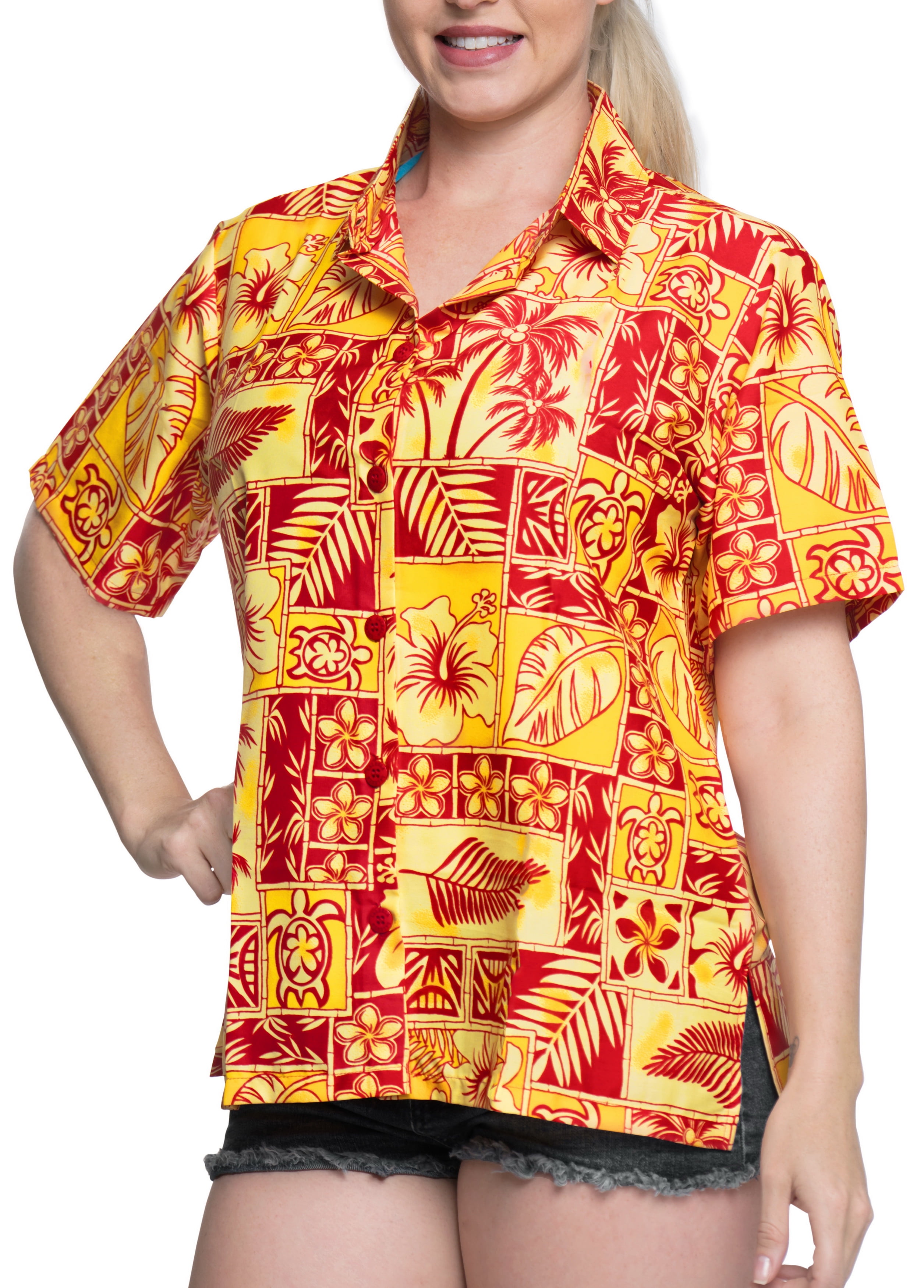HAPPY BAY Women's Button Down Floral Summer Beach Party Blouse Shirt ...