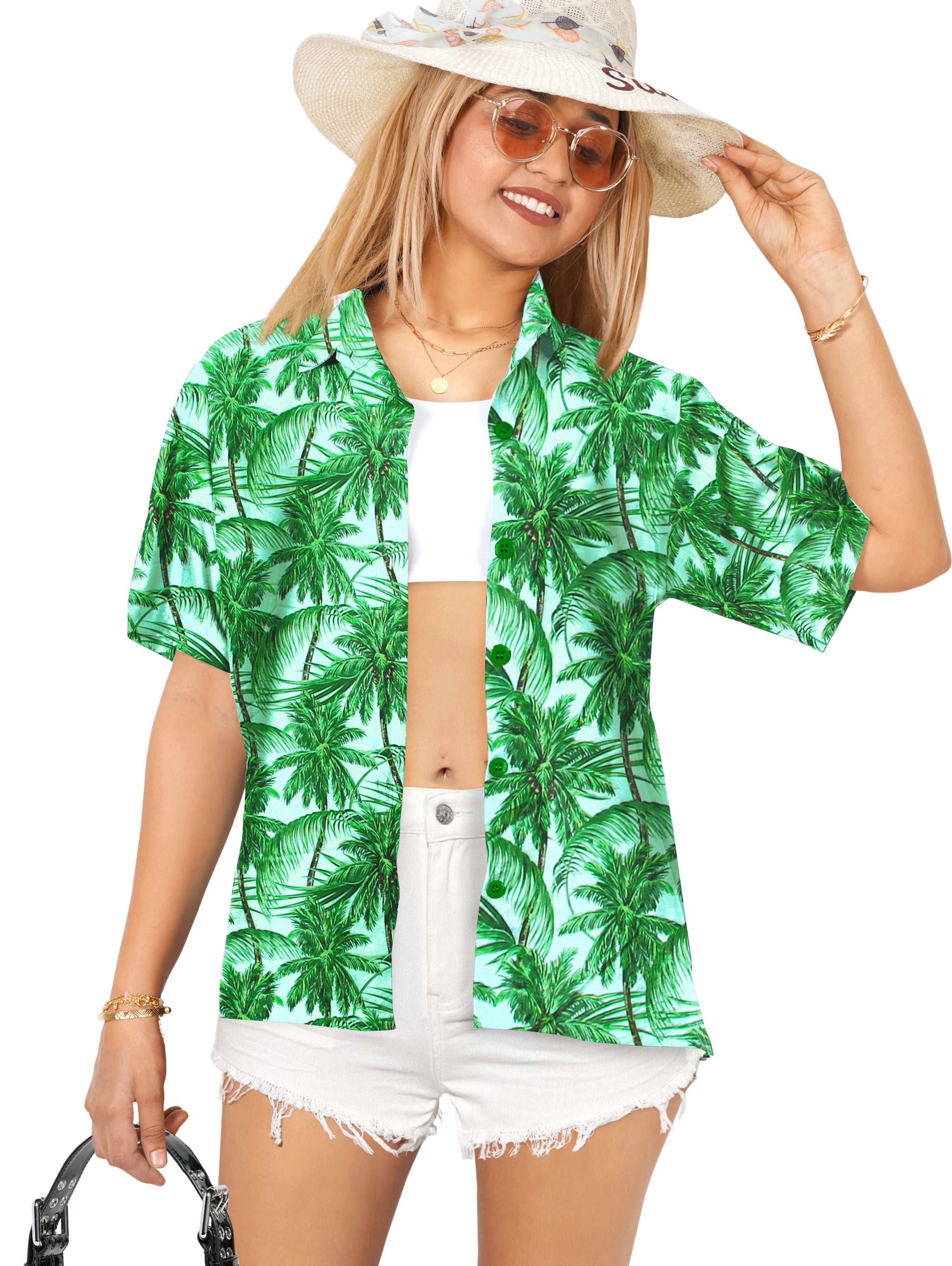 HAPPY BAY Women's Casual Beach Hawaiian Blouse Shirt Dressy Blouses ...