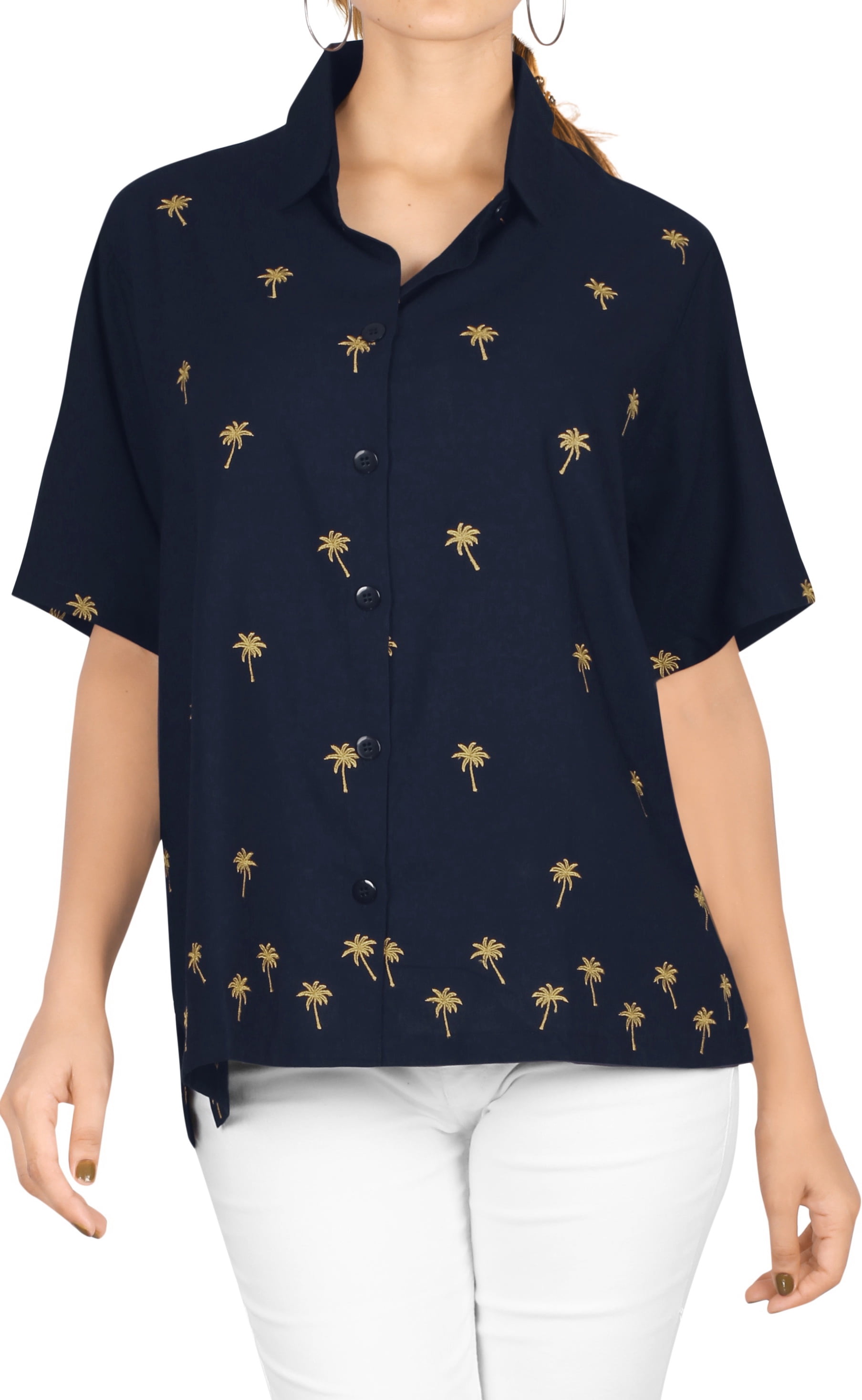 HAPPY BAY Women's Casual Blouses Shirt Solid Blouse Short Sleeve Button ...