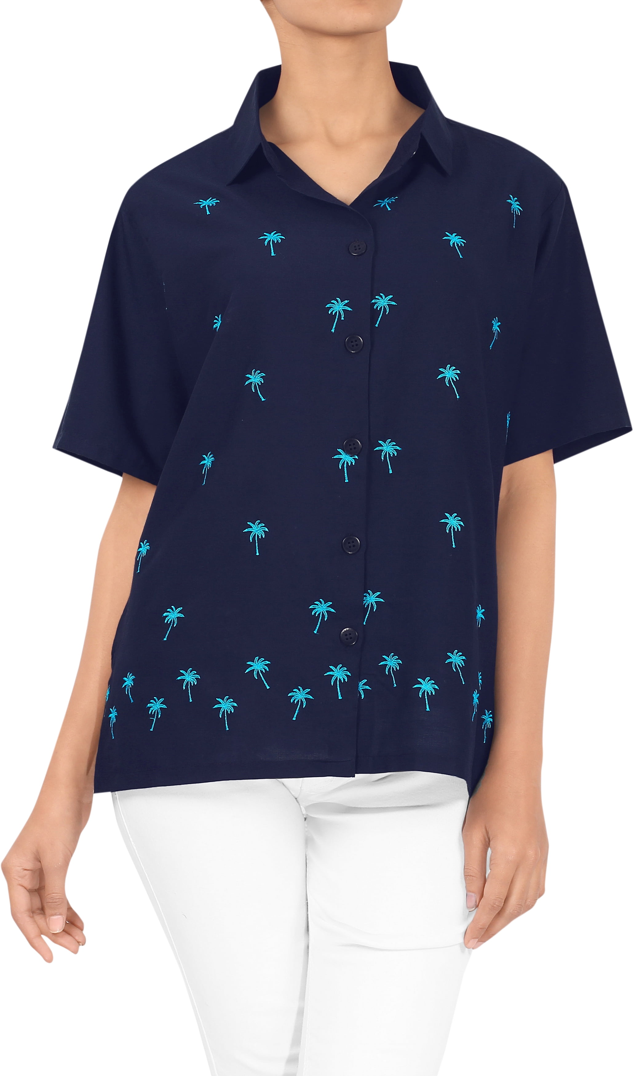 HAPPY BAY Women's Casual Blouses Shirt Solid Blouse Short Sleeve Button ...