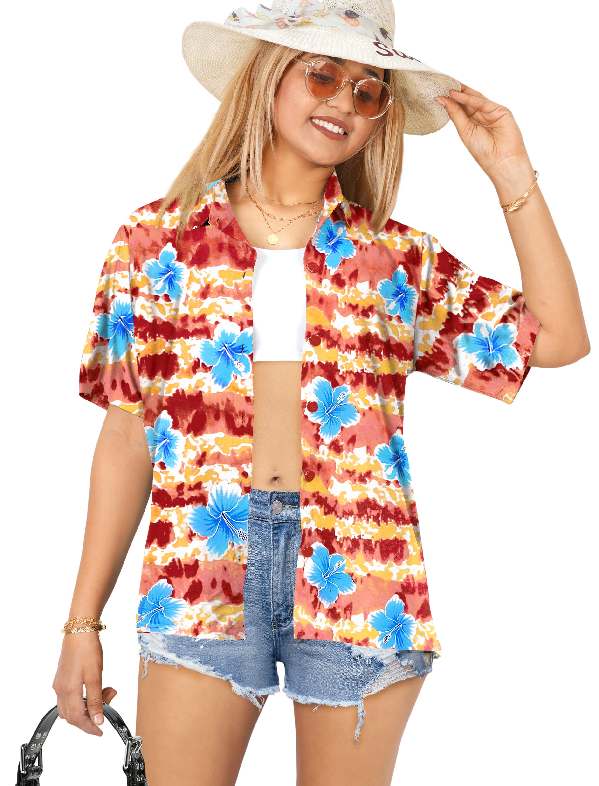 HAPPY BAY Women's Funky Vacation Beach Blouse Short Sleeve Tops ...