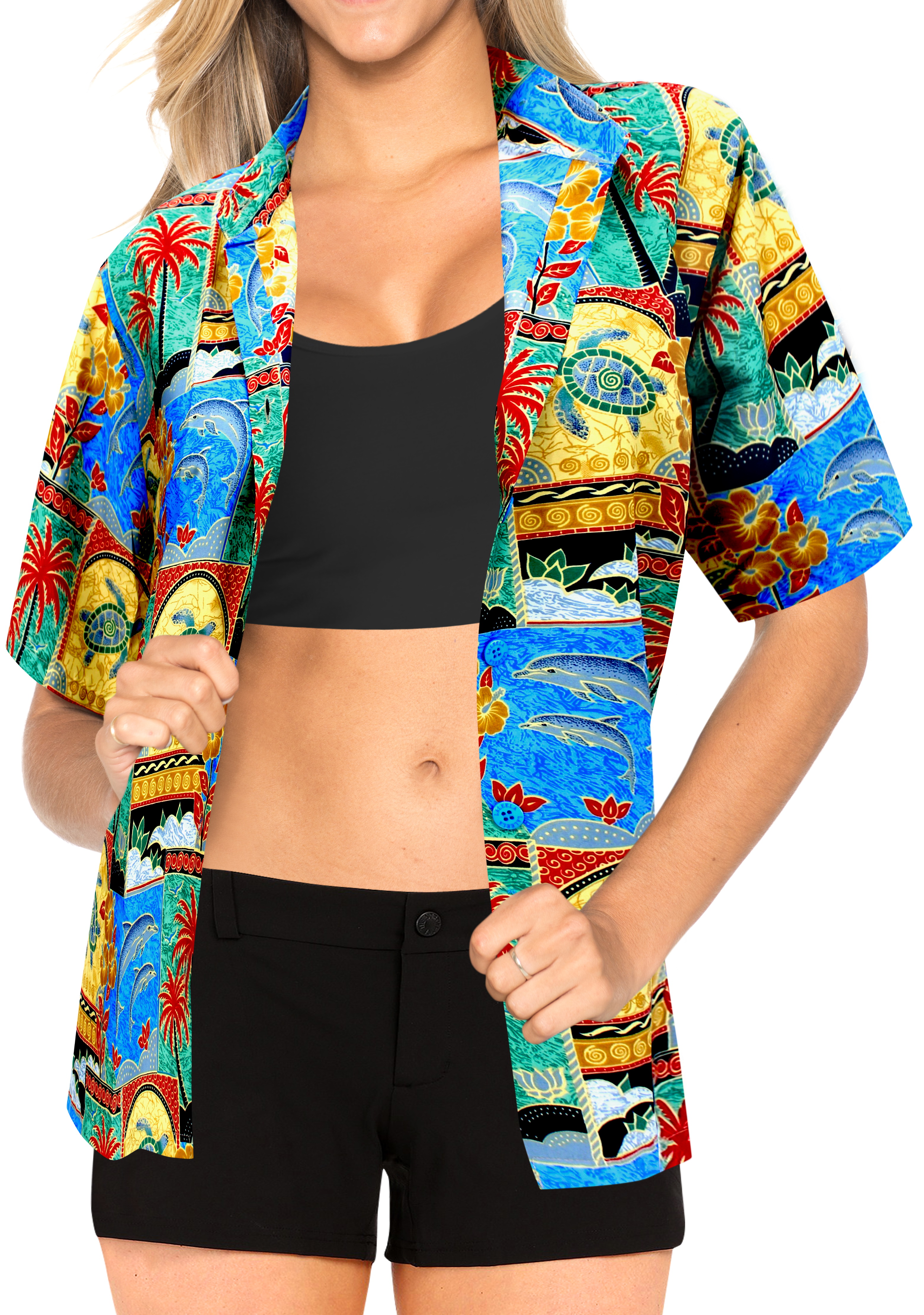 HAPPY BAY Women's Funky Vacation Beach Blouse Short Sleeve Tops ...