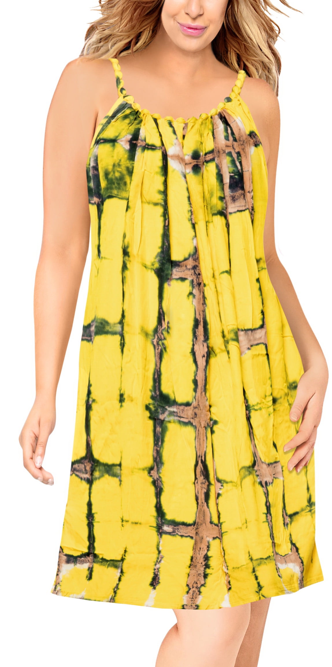 HAPPY BAY Women's Loose Tanks Spaghetti Strap Sundresses L-XL Yellow ...