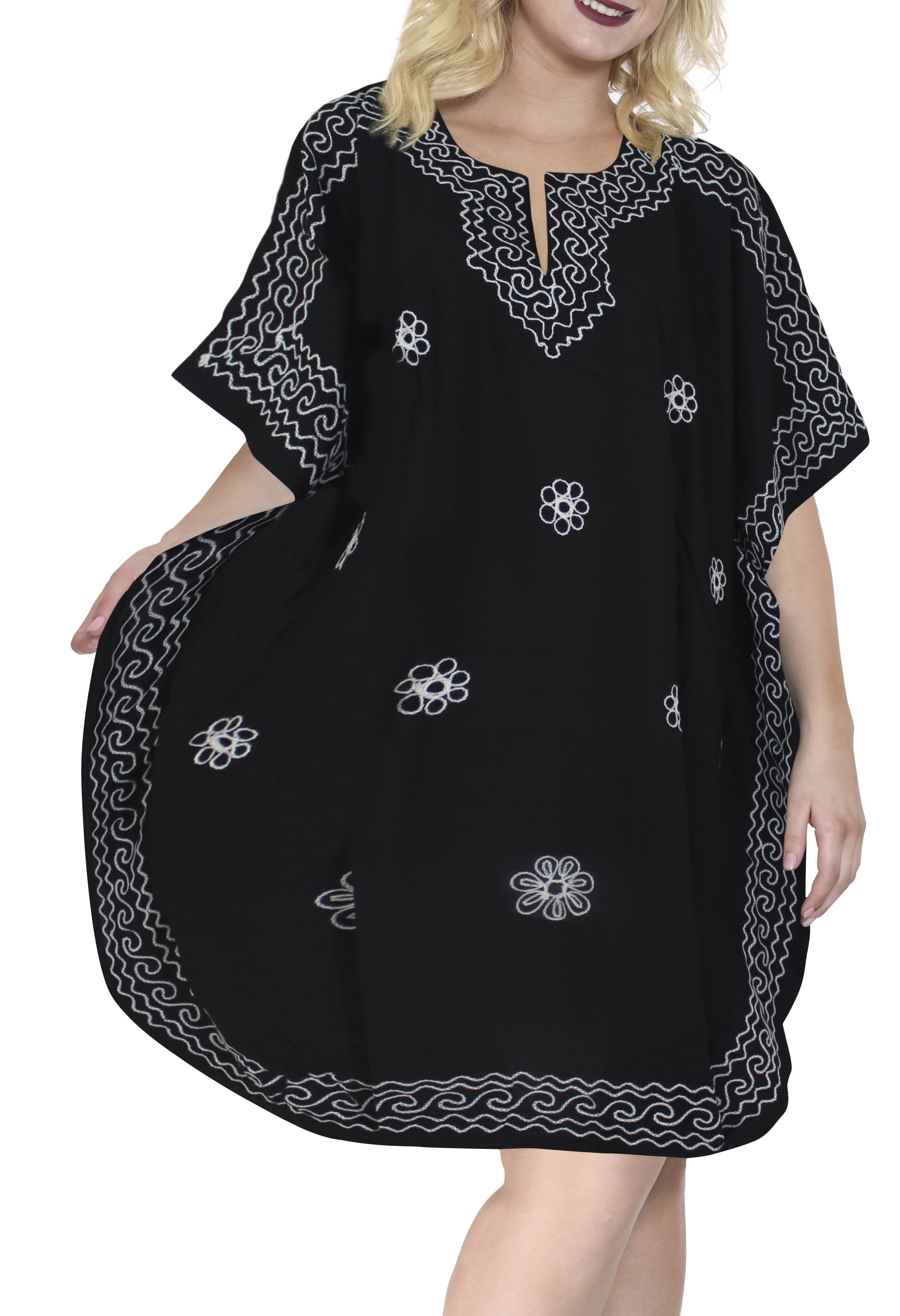 HAPPY BAY Women's Loungewear Loose Caftan Short Flowy Evening Gown 2X ...