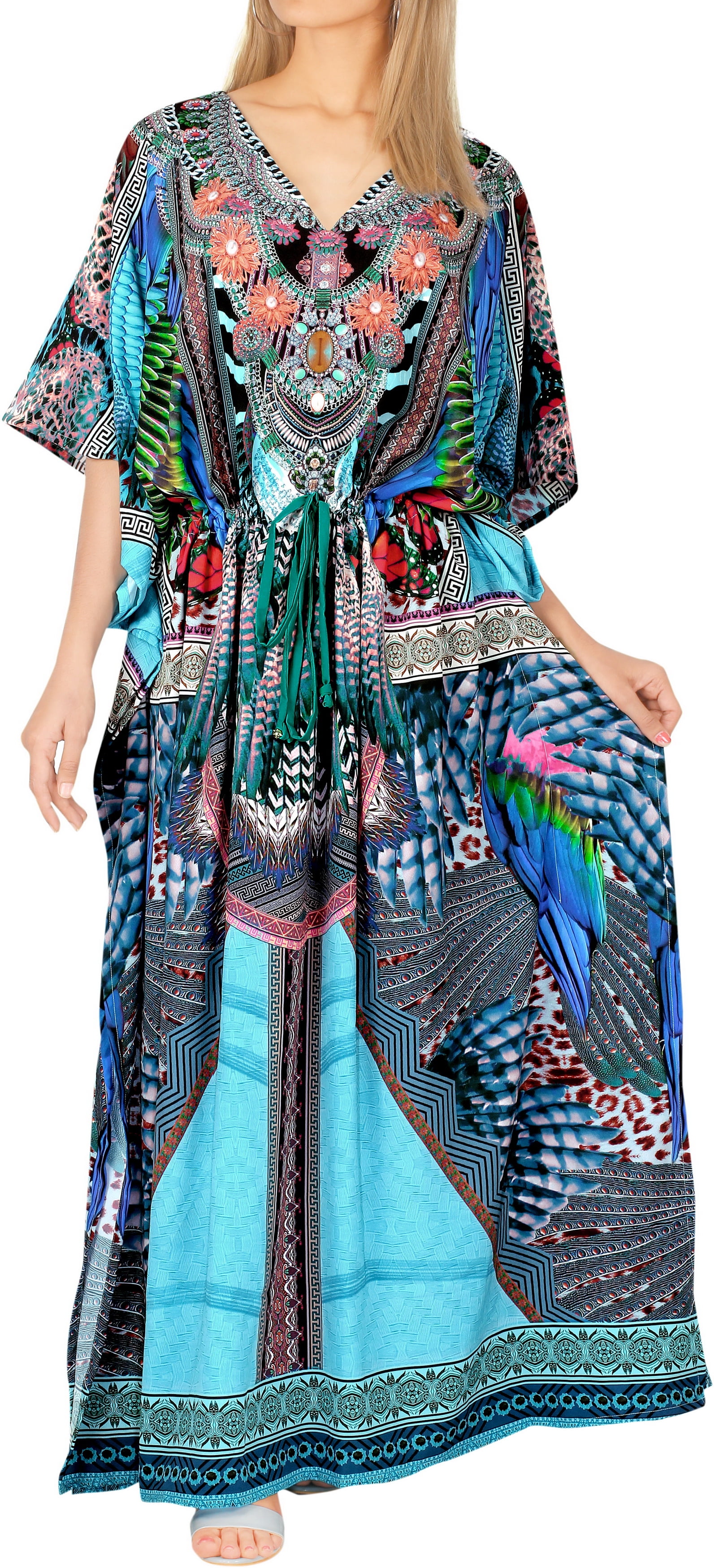 HAPPY BAY Women's Oversize Caftan Maxi Flowy Home Wear 2X-3X Buttercup ...
