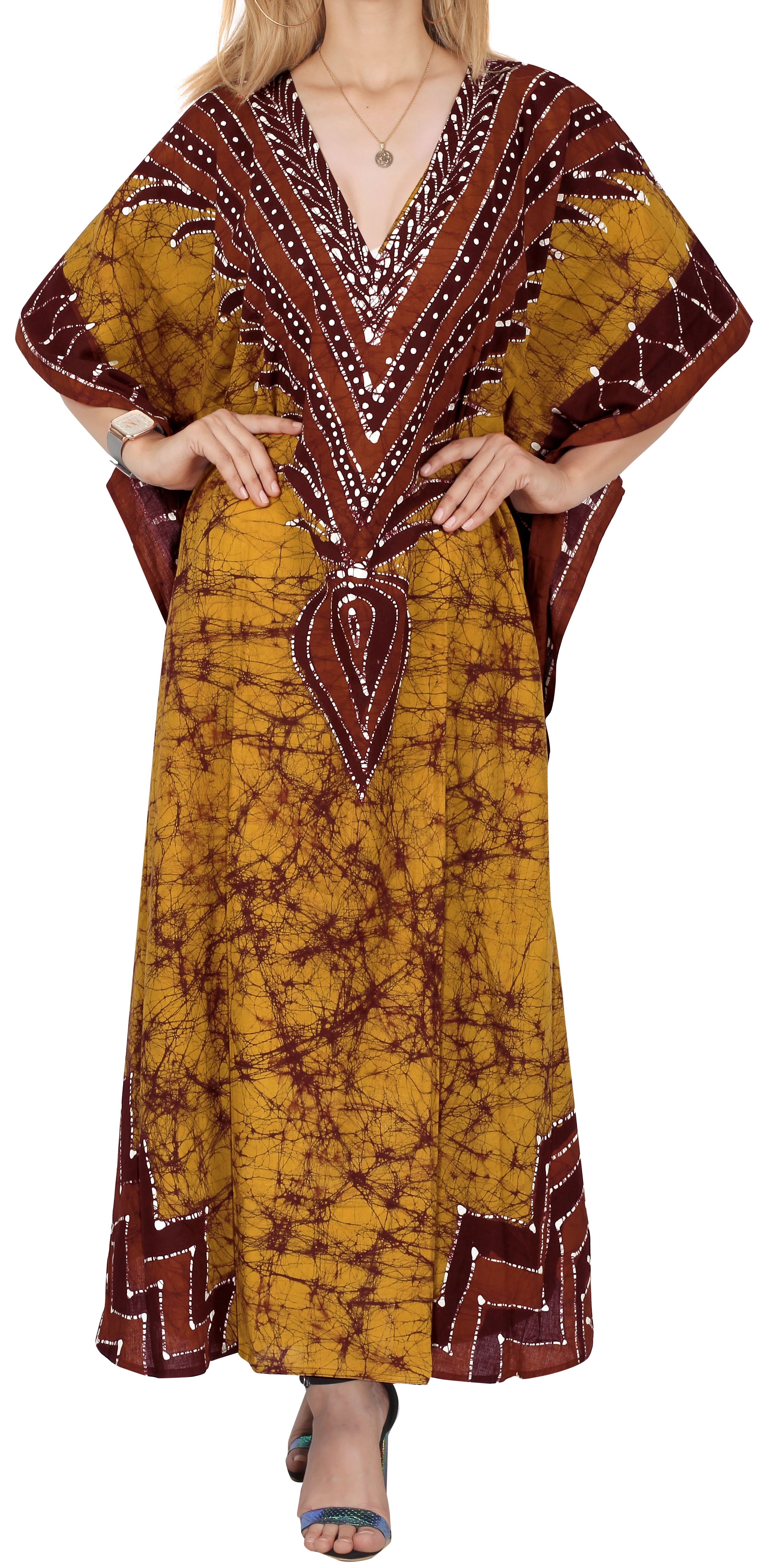 HAPPY BAY Women's Plus Size Caftan Long Boho Nightwear Loungewear ...