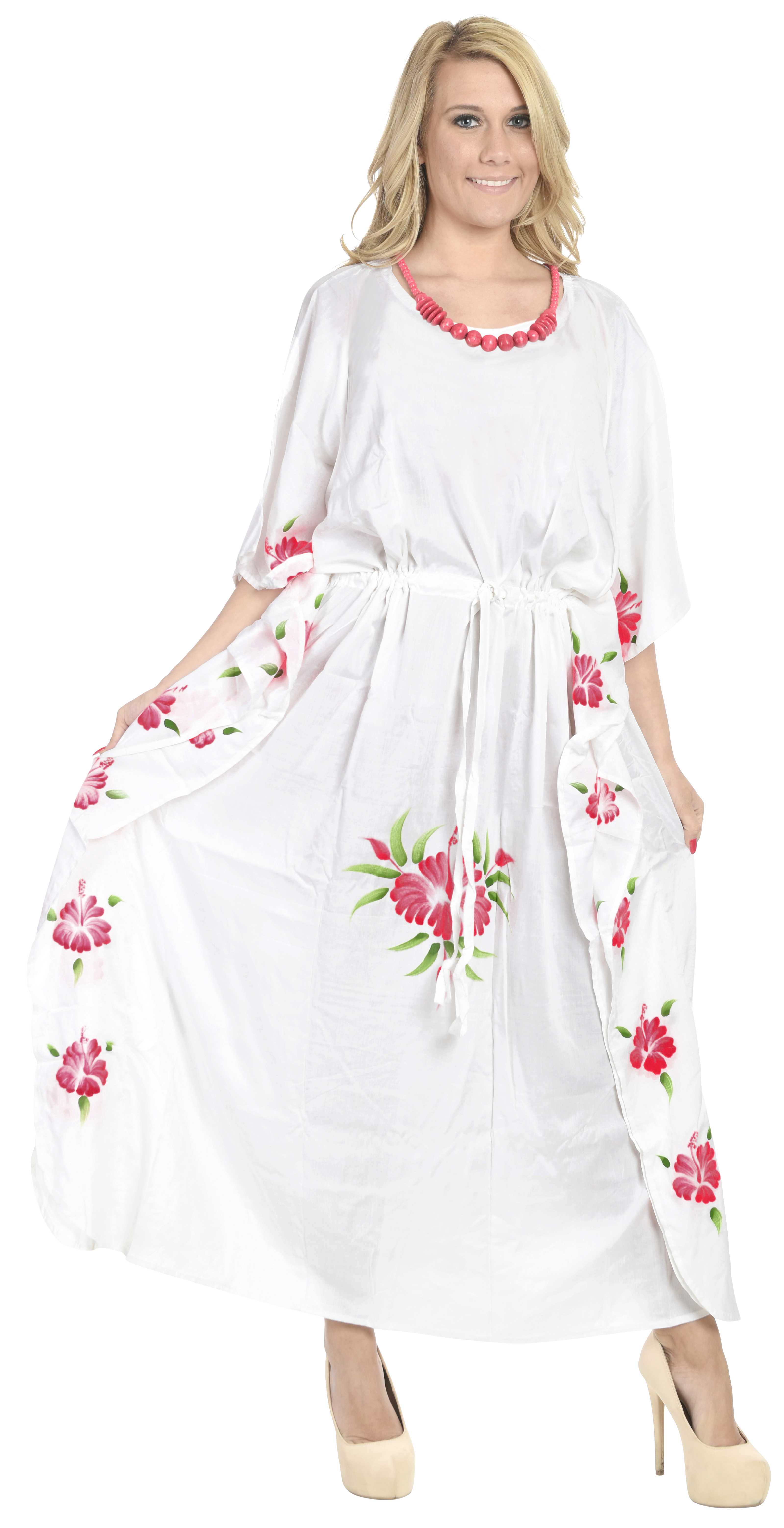 HAPPY BAY Women's Plus Size Caftan Long Loungewear Tunics 2X-3X Cashew ...