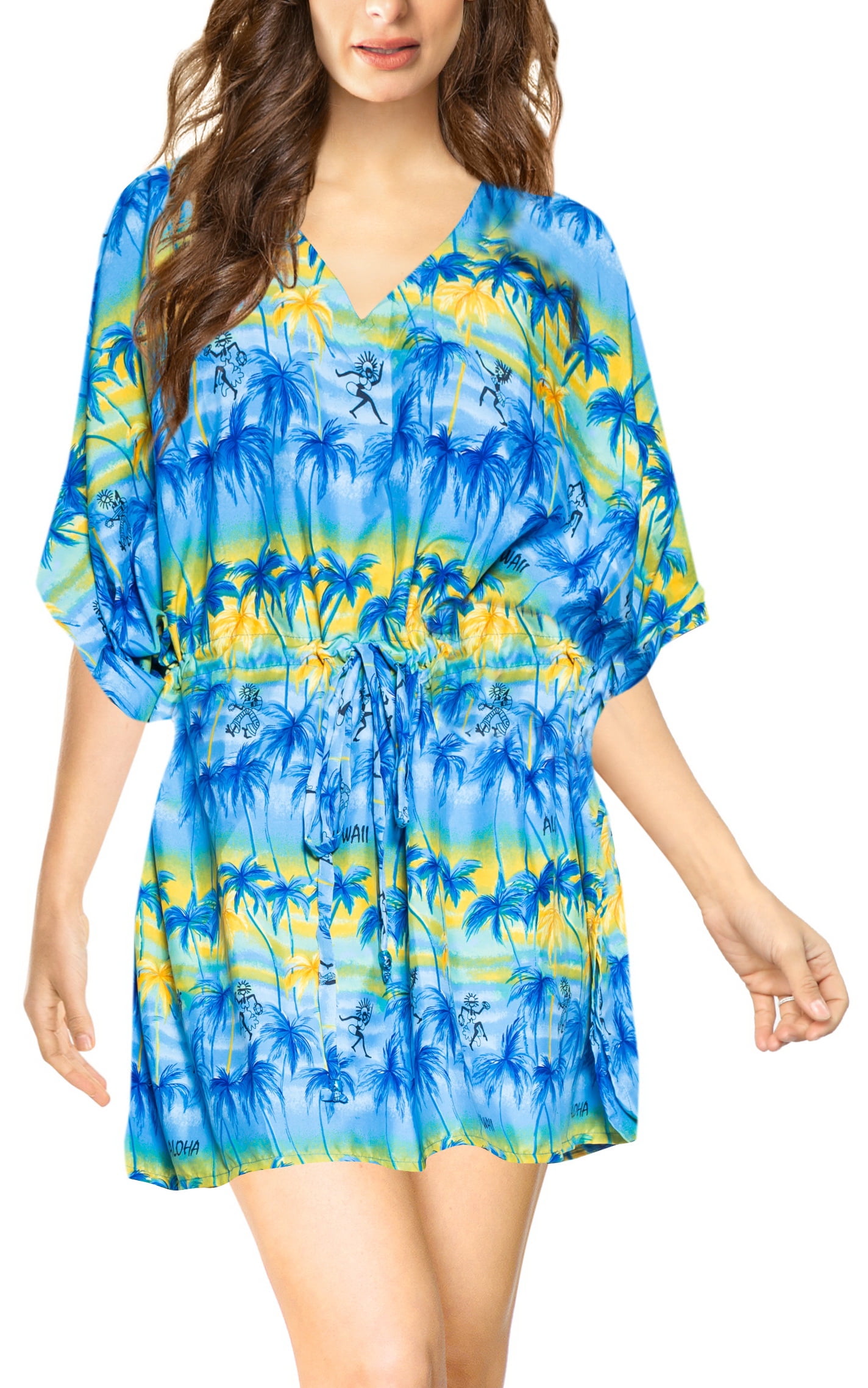 HAPPY BAY Women's Plus Size Summer Bathing Suit Cover-Up 3X-4X Blue ...